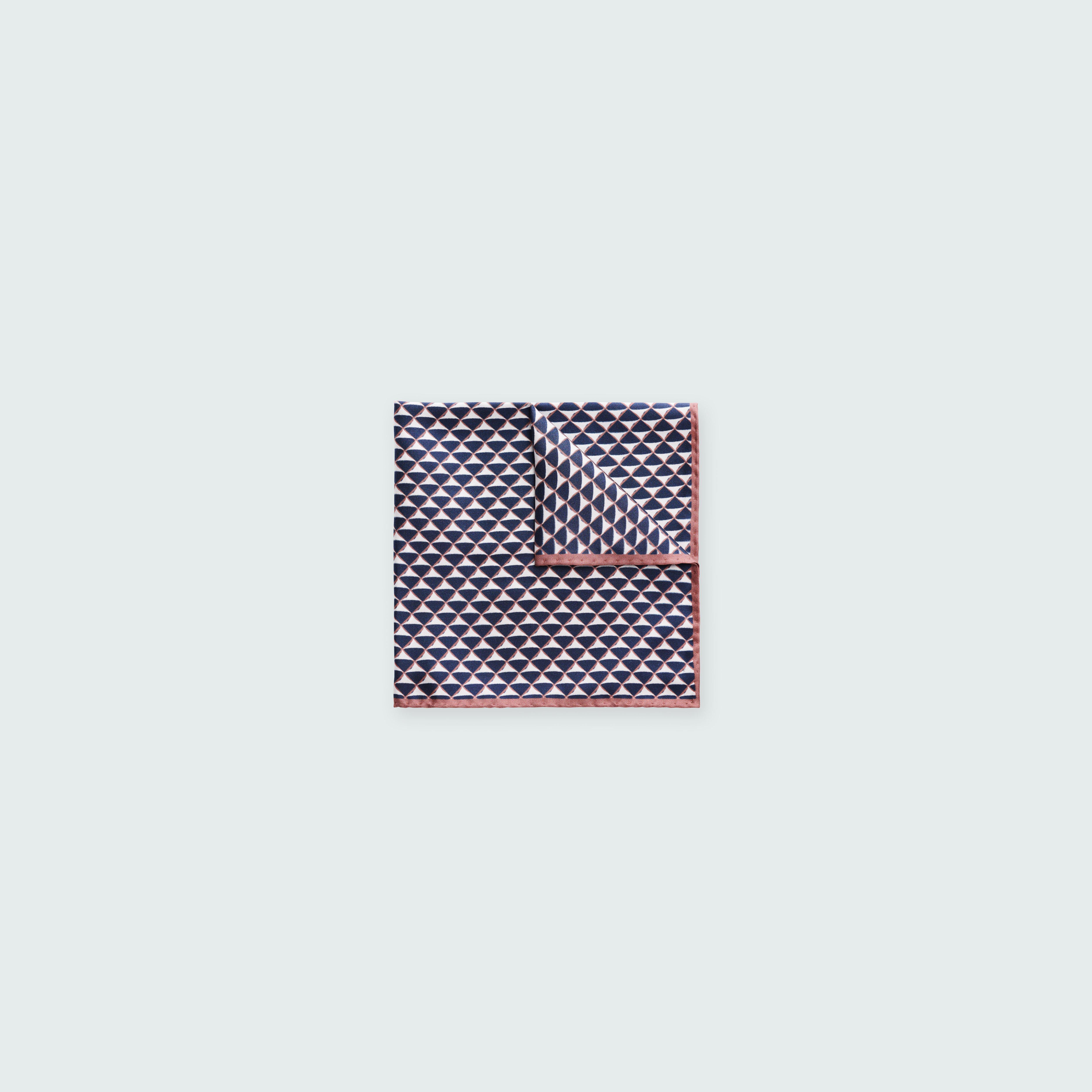 Navy Frame Geometric Pocket Square | INDOCHINO Accessories