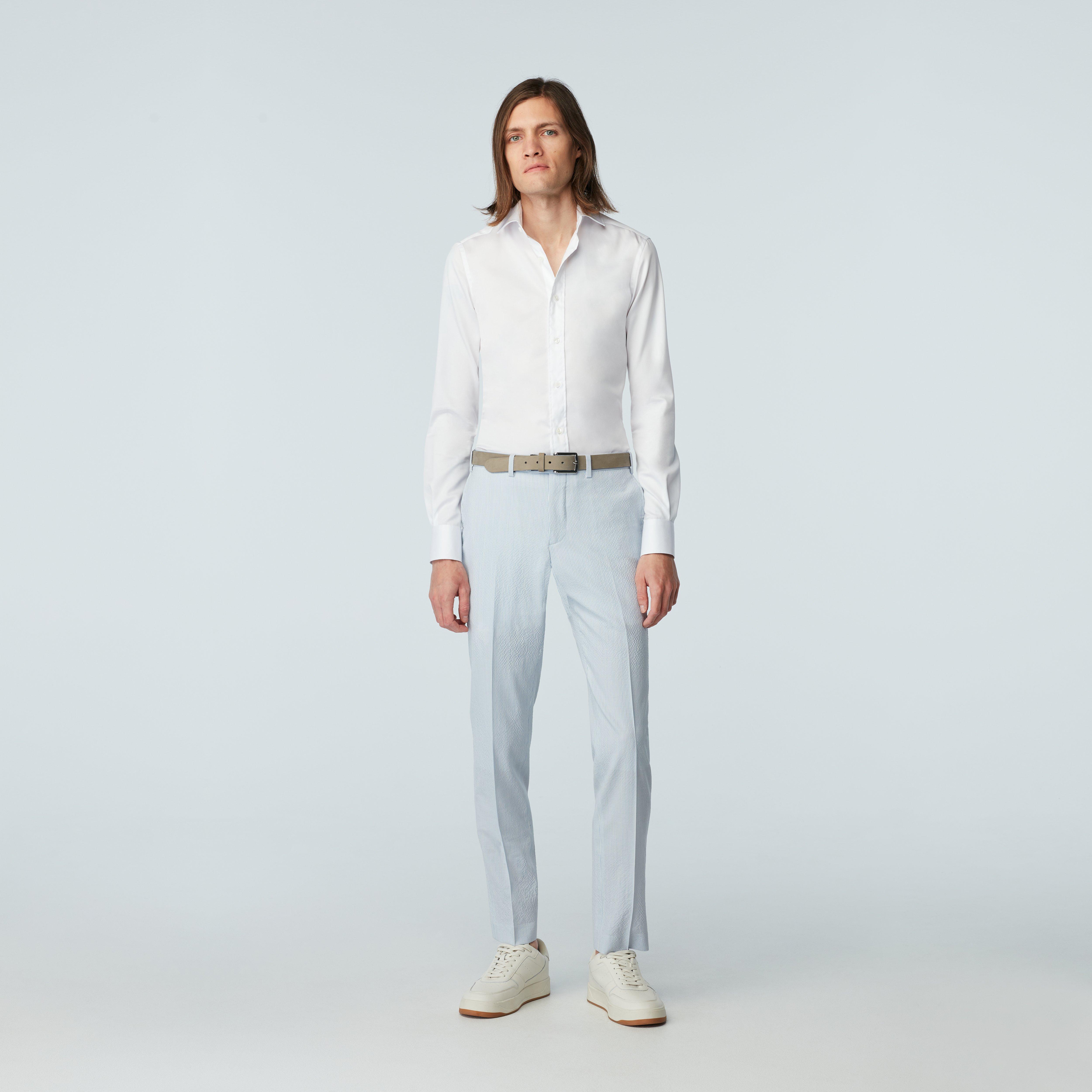 Custom Pants Made For You - Loddon Stripe Light Blue Pants | INDOCHINO