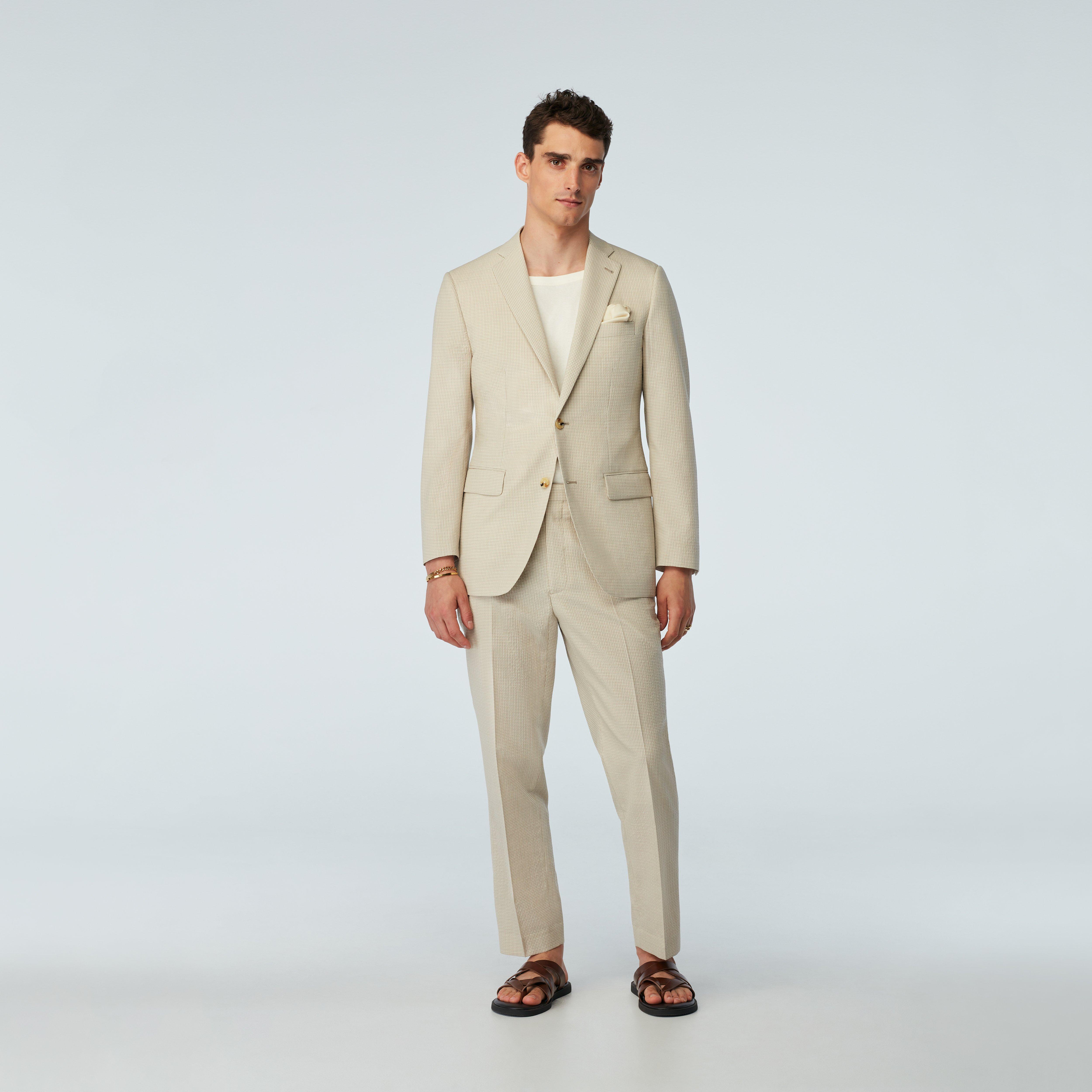 Custom Suits Made For You - Loddon Waffle Check Cream Suit | INDOCHINO