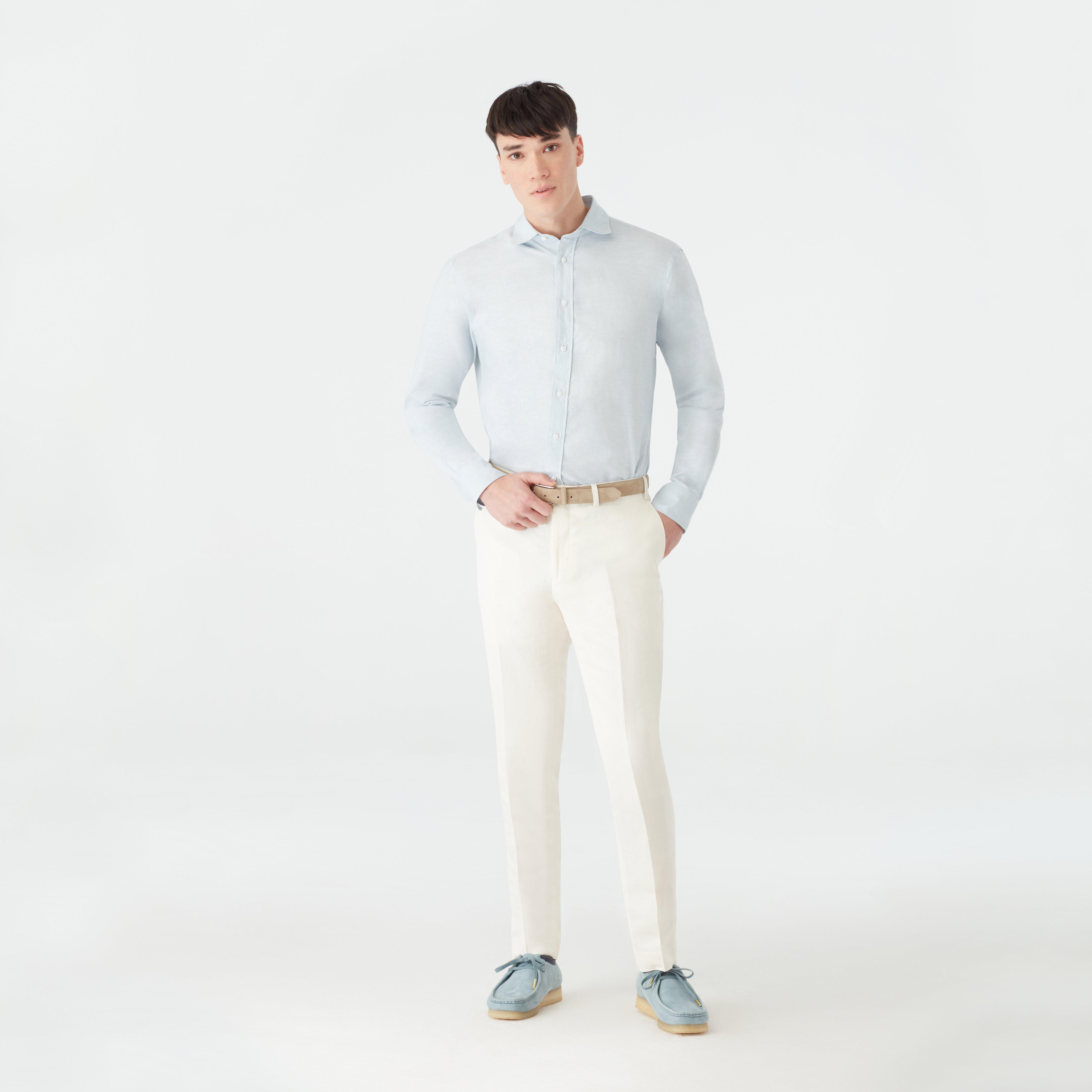 Custom Pants Made For You - Kentford Linen Silk Ivory Pants | INDOCHINO