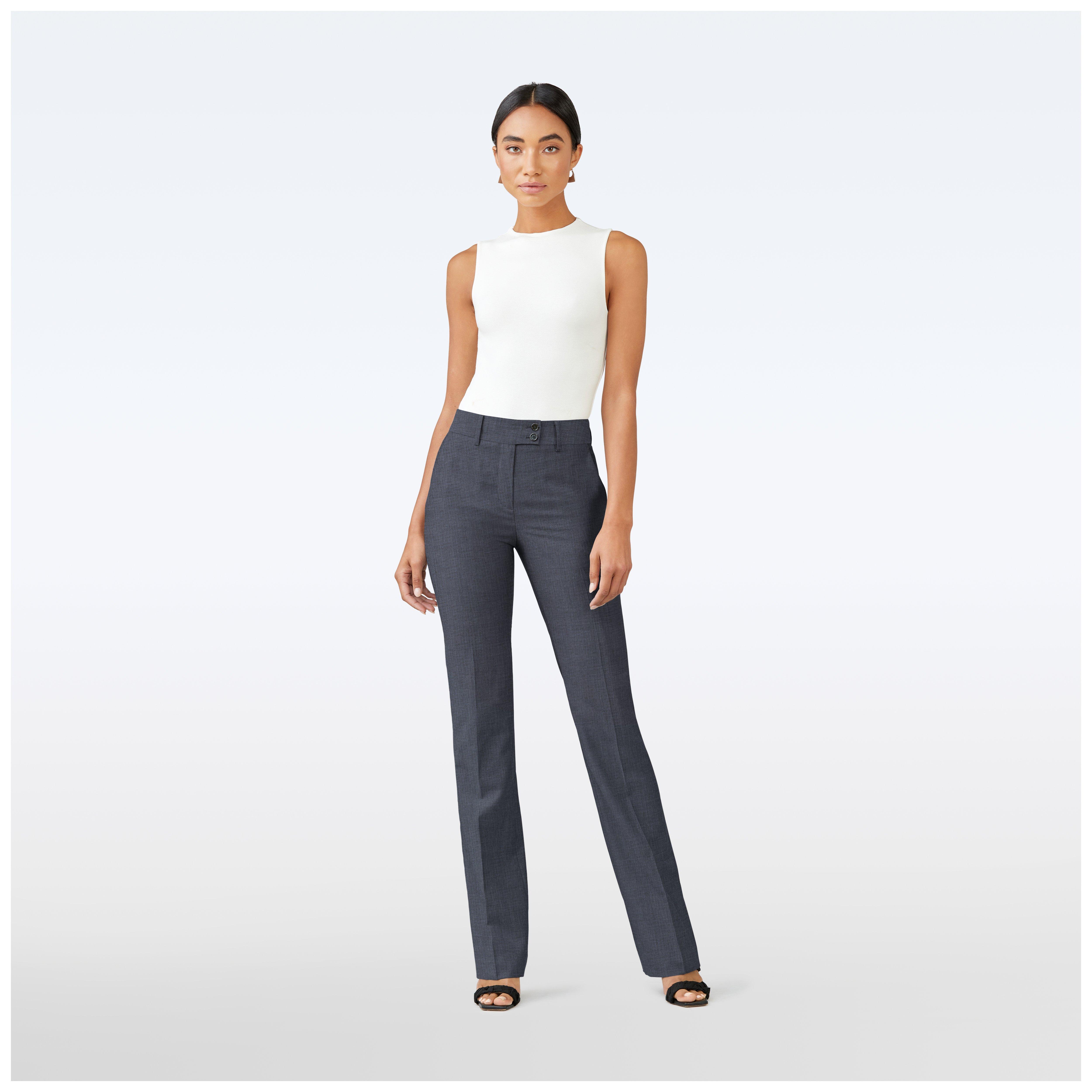 Custom Pants Made For You - Hayle Sharkskin Slate Blue Pants Women ...