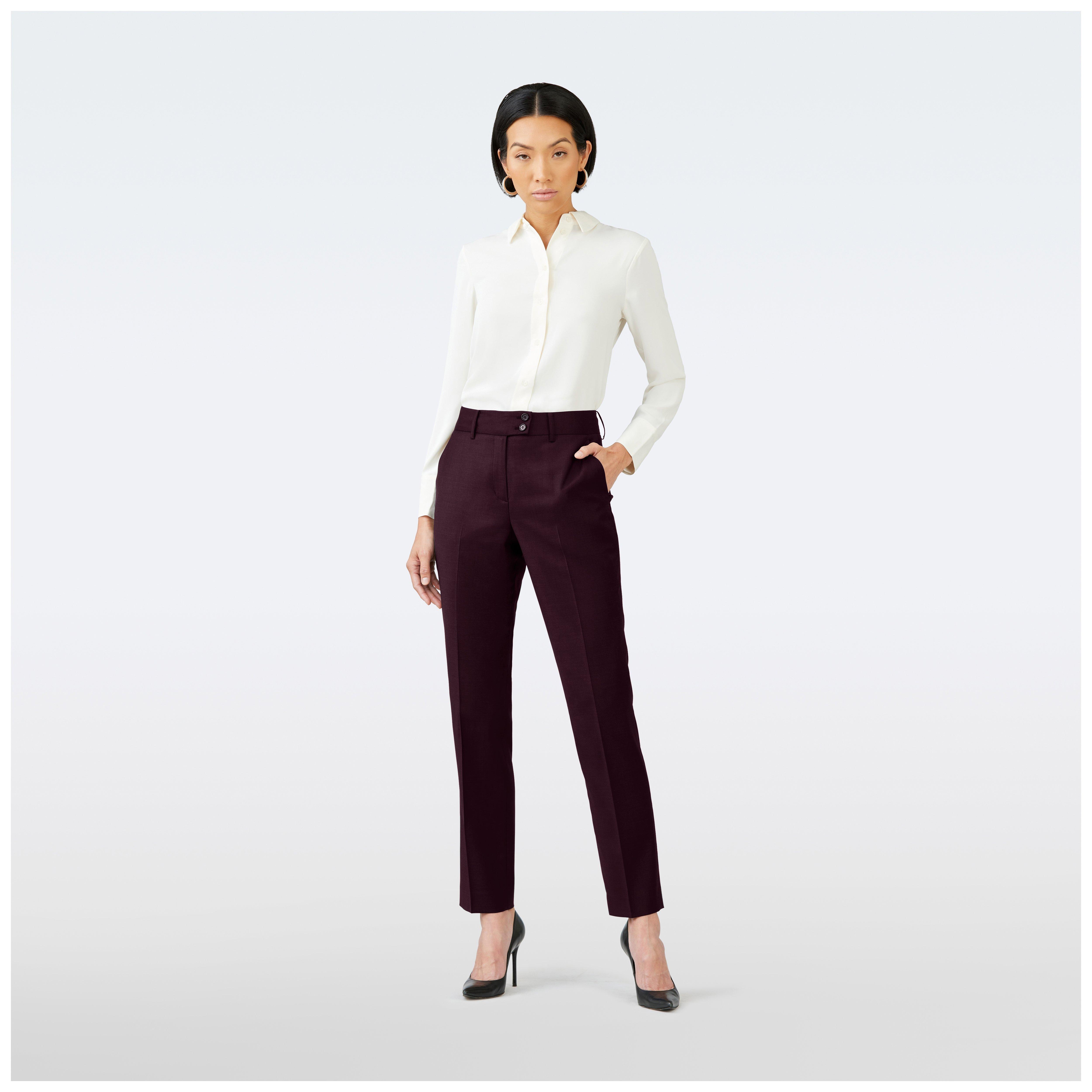 Custom Pants Made For You - Hemsworth Burgundy Pants Women| INDOCHINO