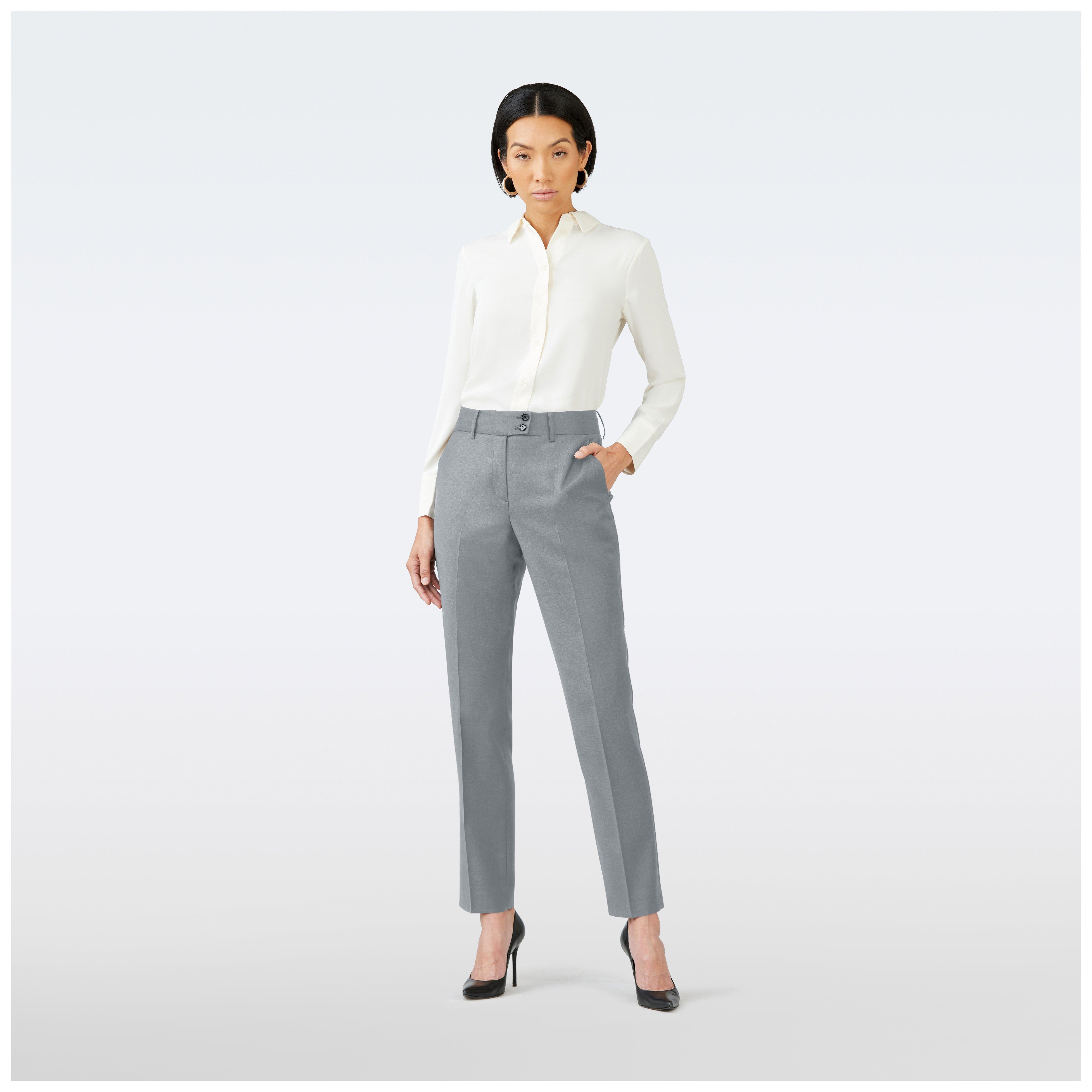 Custom Pants Made For You - Hartley Cotton Stretch Dove Gray Pants Women | INDOCHINO