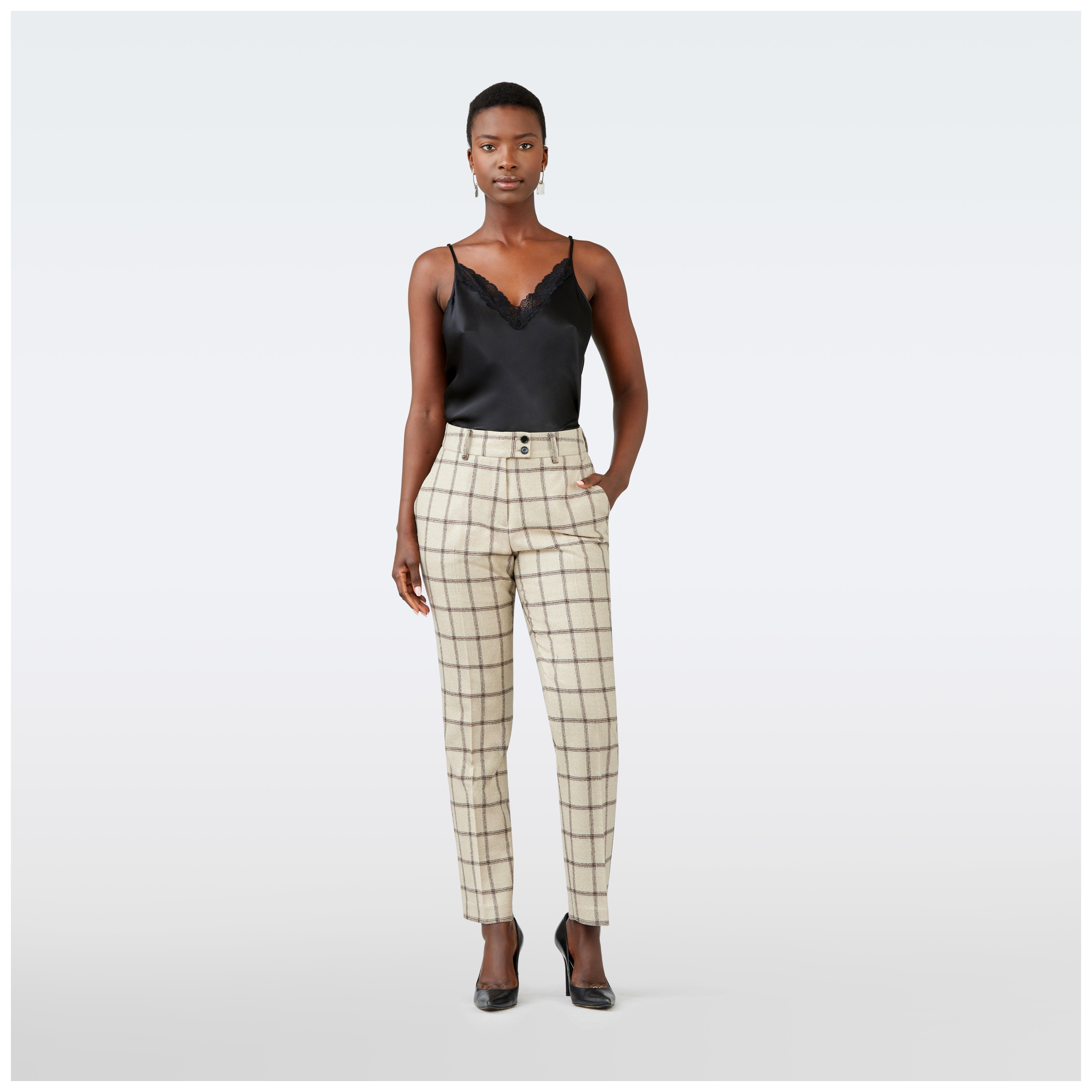 Custom Pants Made For You - Magliano Check Cream Pants Women | INDOCHINO
