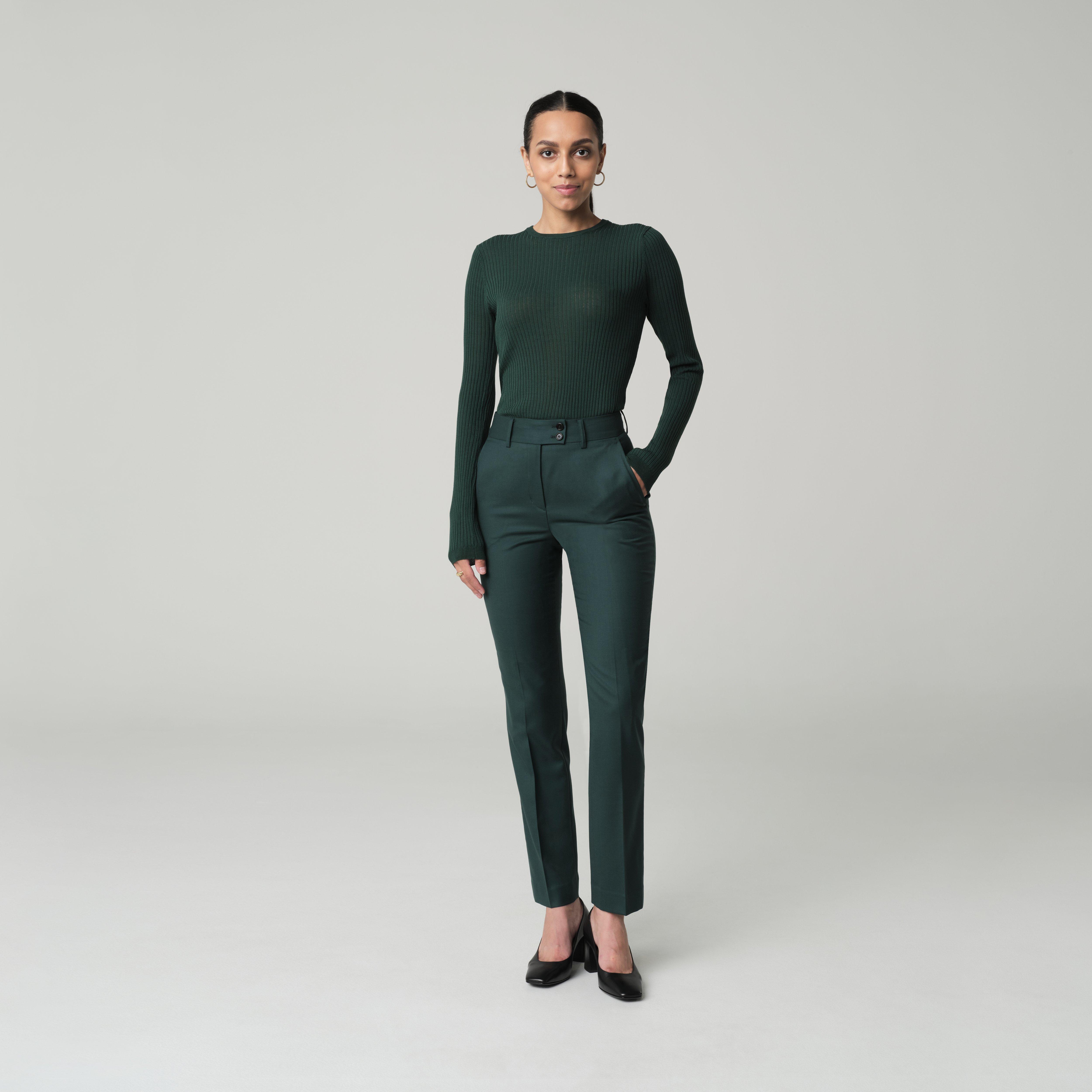 Custom Pants Made For You - Harrogate Hunter Green Pants Women | INDOCHINO