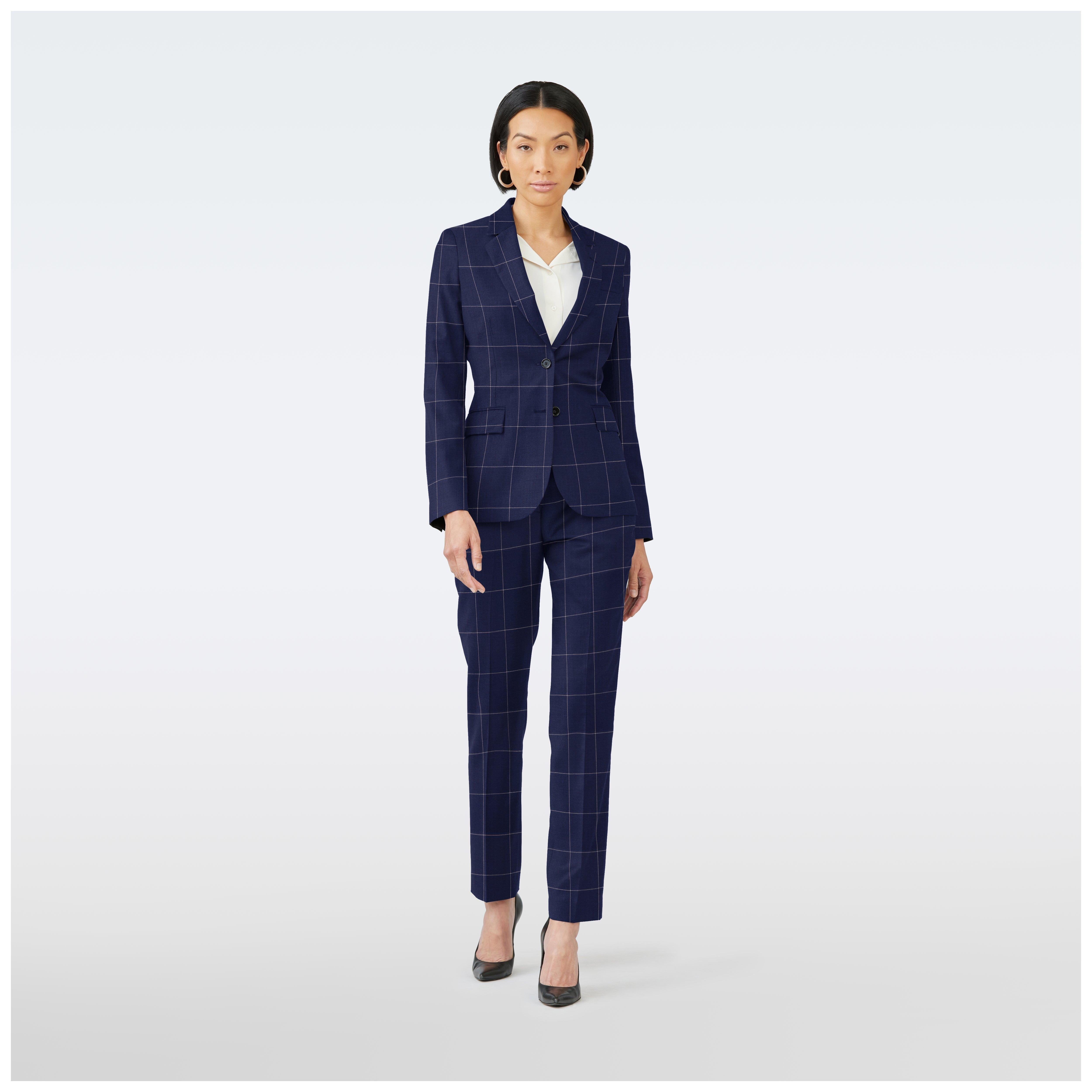 Custom Blazers Made For You - Harrogate Windowpane Navy Blue Blazer ...
