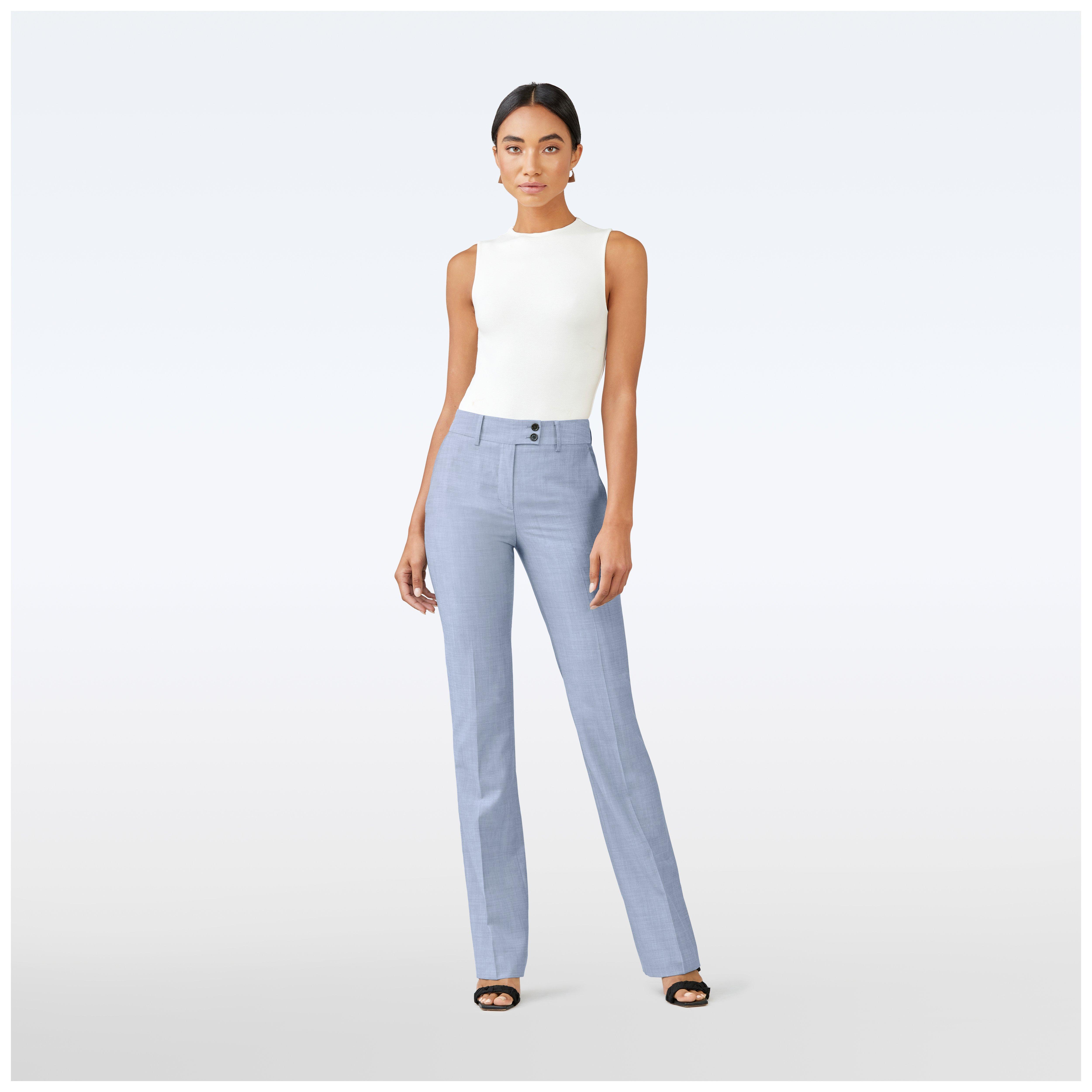 Custom Pants Made For You - Howell Wool Stretch Soft Blue Pants Women ...