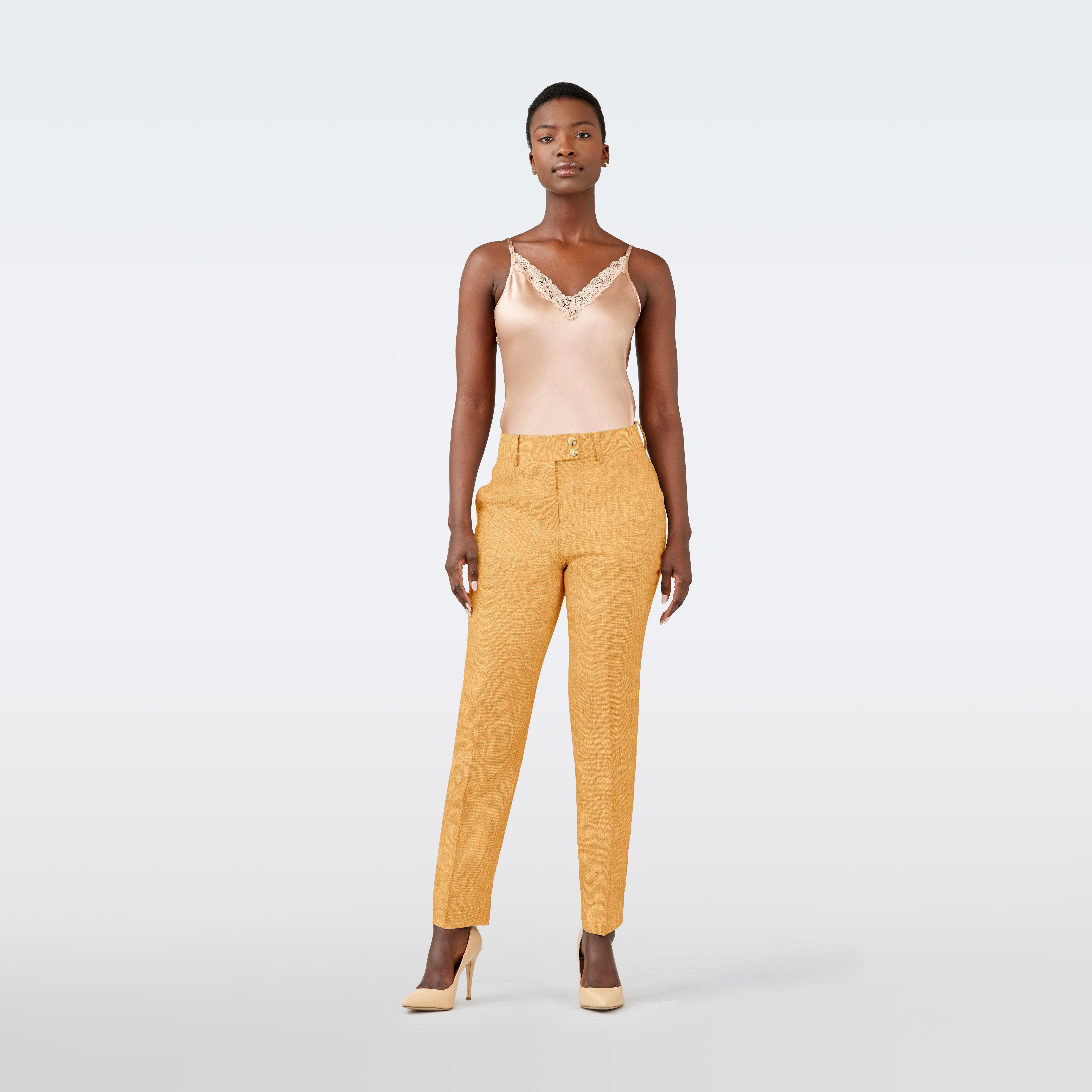 Custom Pants Made For You - Madesimo Linen Yellow Pants | INDOCHINO