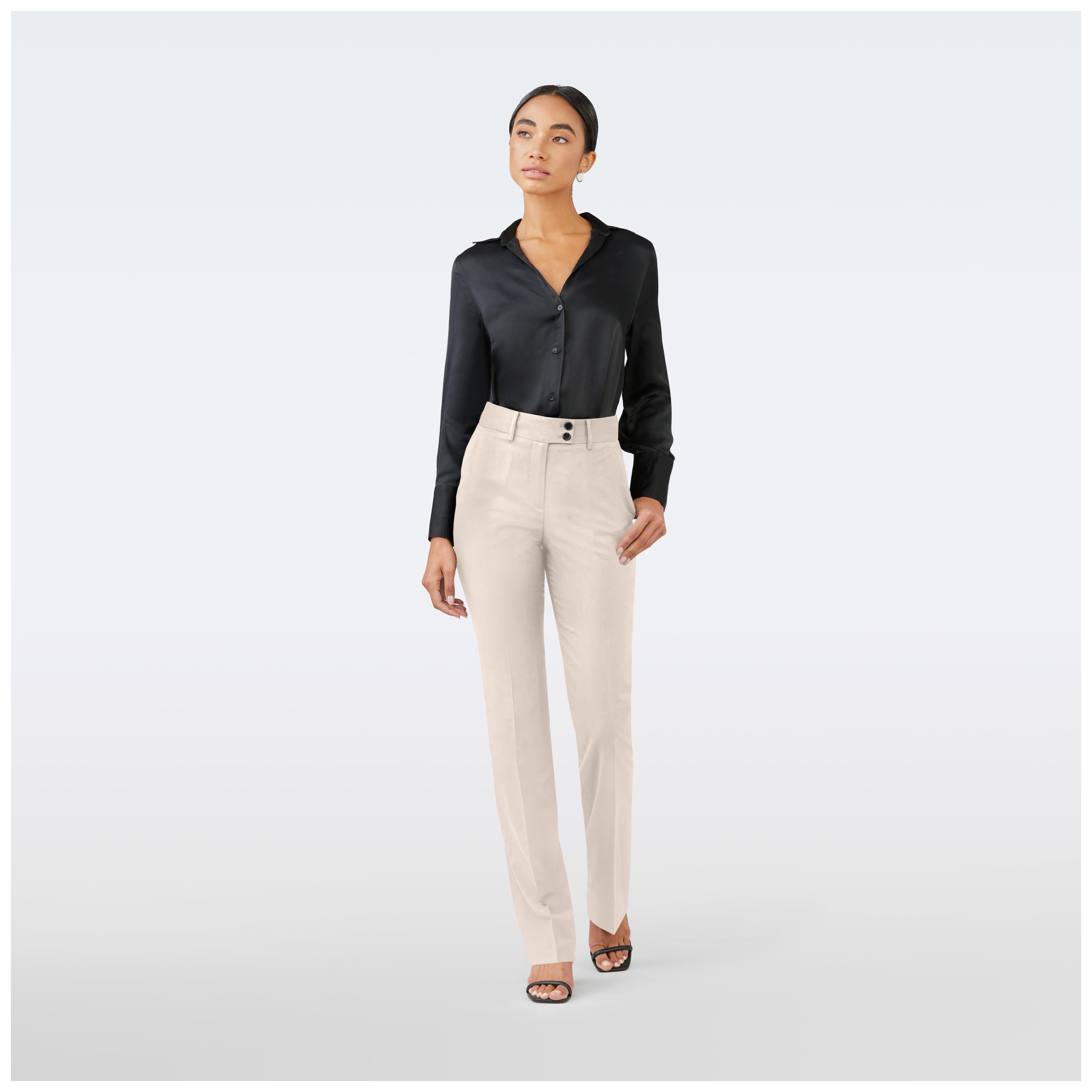 Custom Pants Made For You - Kentford Linen Silk Ivory Pants Women ...