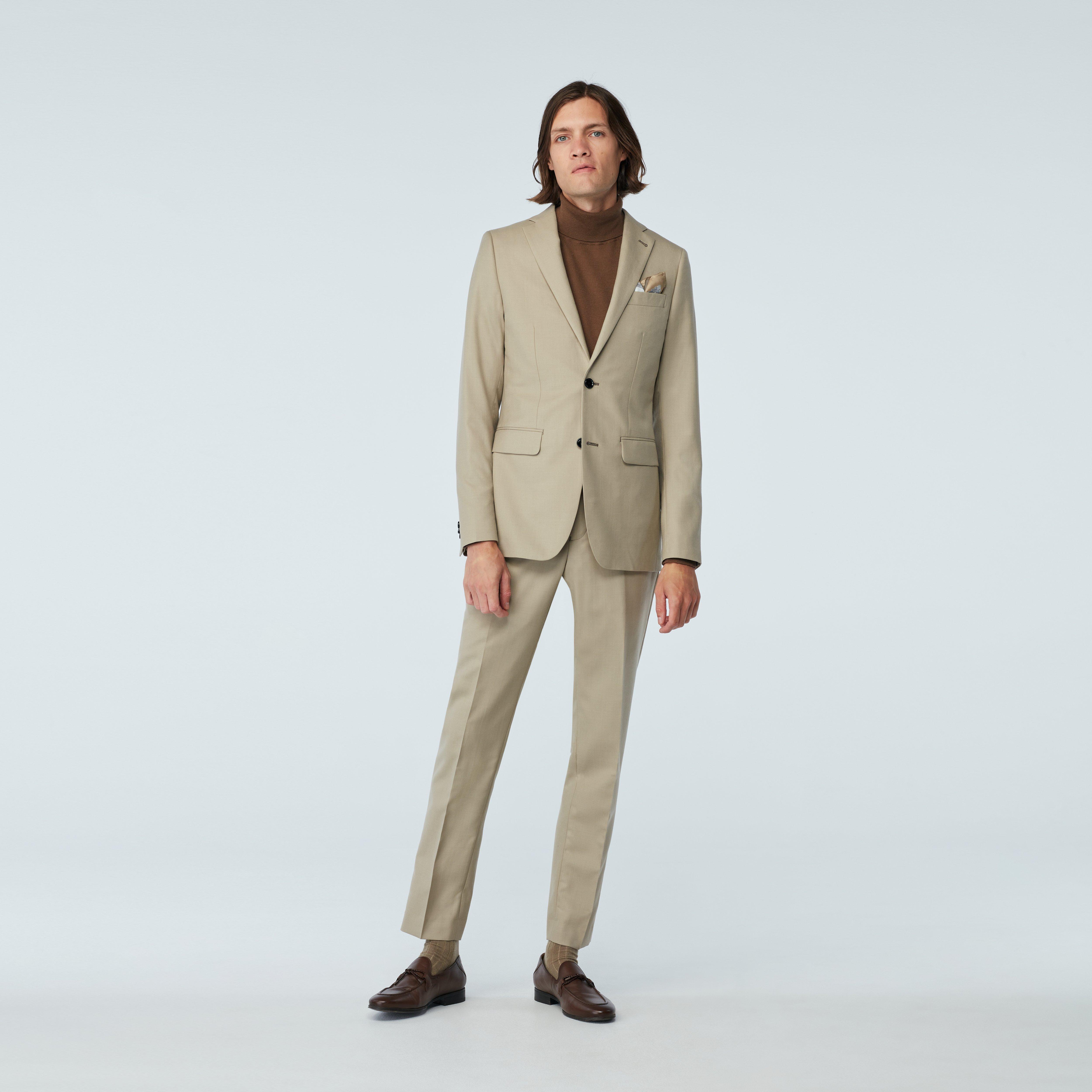 Custom Suits Made For You - Hoxton Wool Silk Flannel Sand Suit | INDOCHINO
