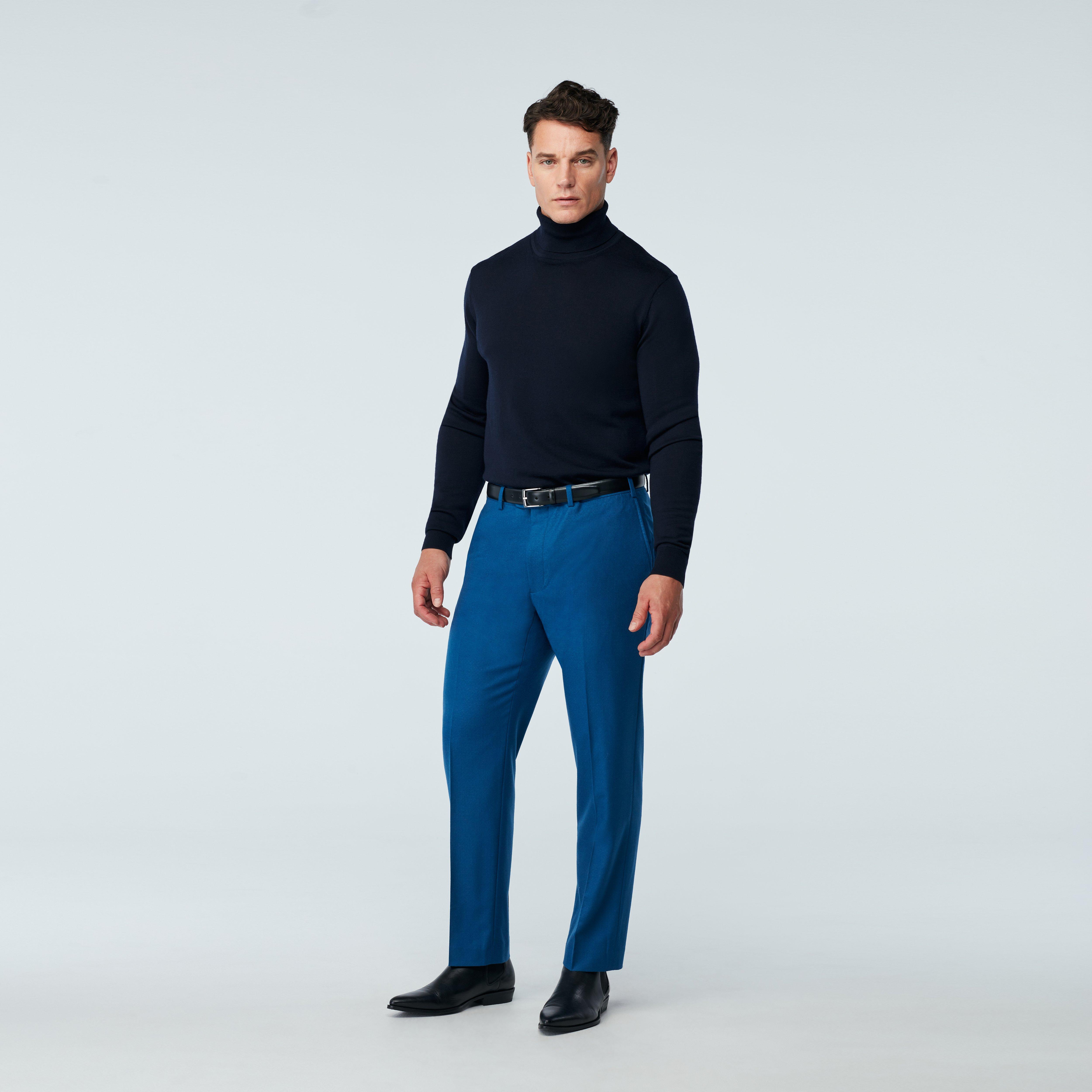 Custom Pants Made For You - Monza Royal Flannel Blue Pants | INDOCHINO