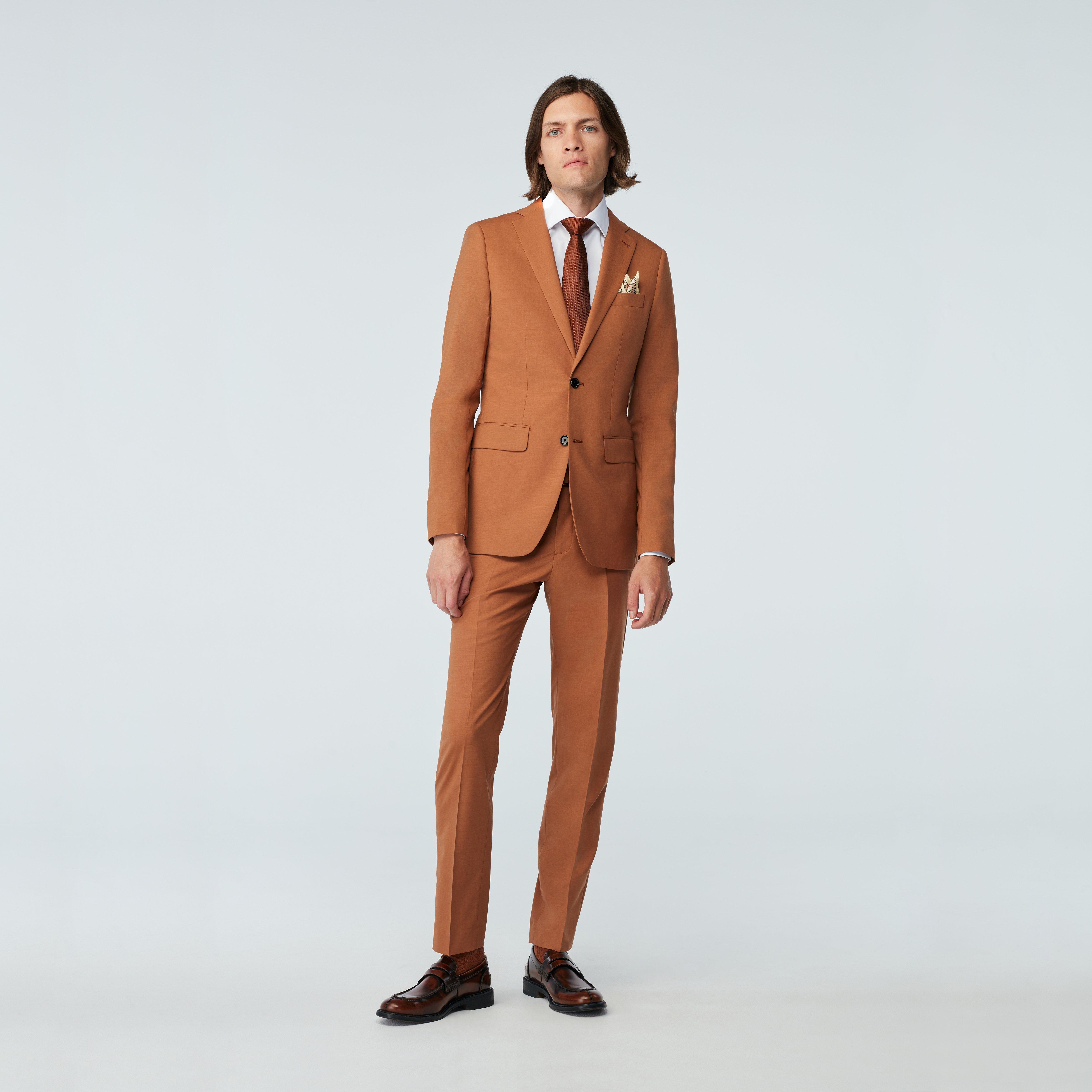 Custom Suits Made For You - Norwich Wool Stretch Rust Suit | INDOCHINO