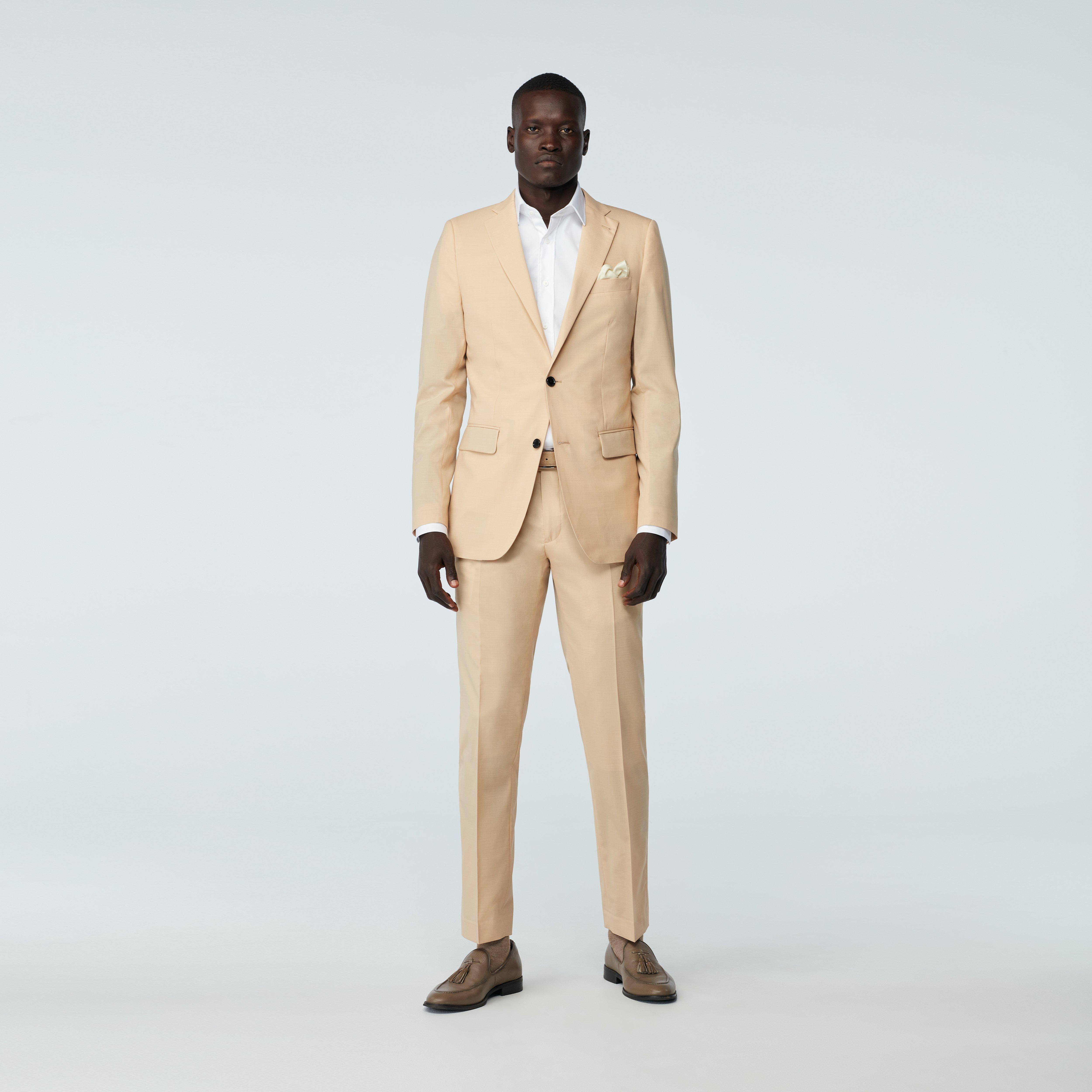Custom Blazers Made For You - Norwich Wool Stretch Sand Blazer | INDOCHINO