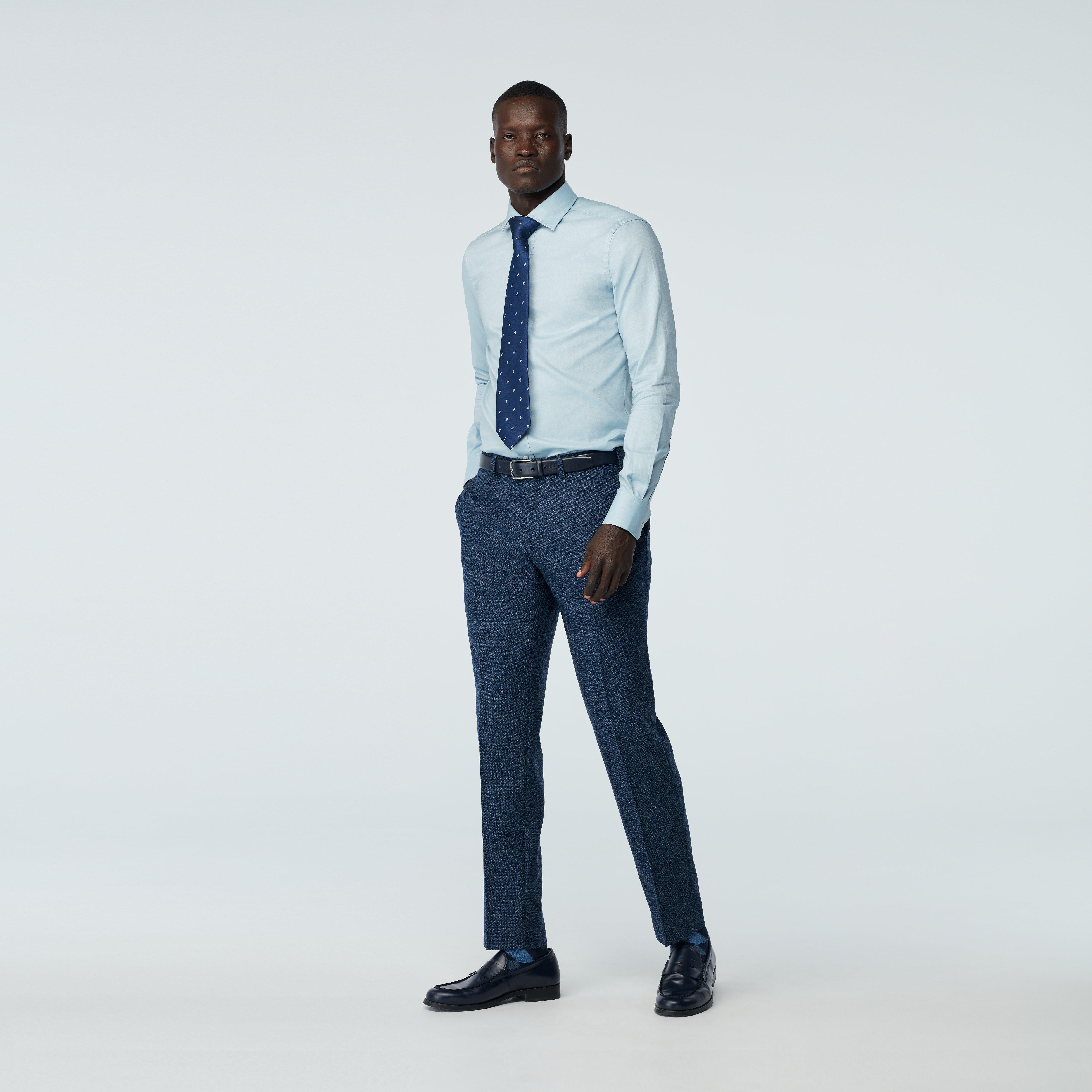 Custom Pants Made For You - Newbridge Tweed Wool Stretch Blue Pants ...