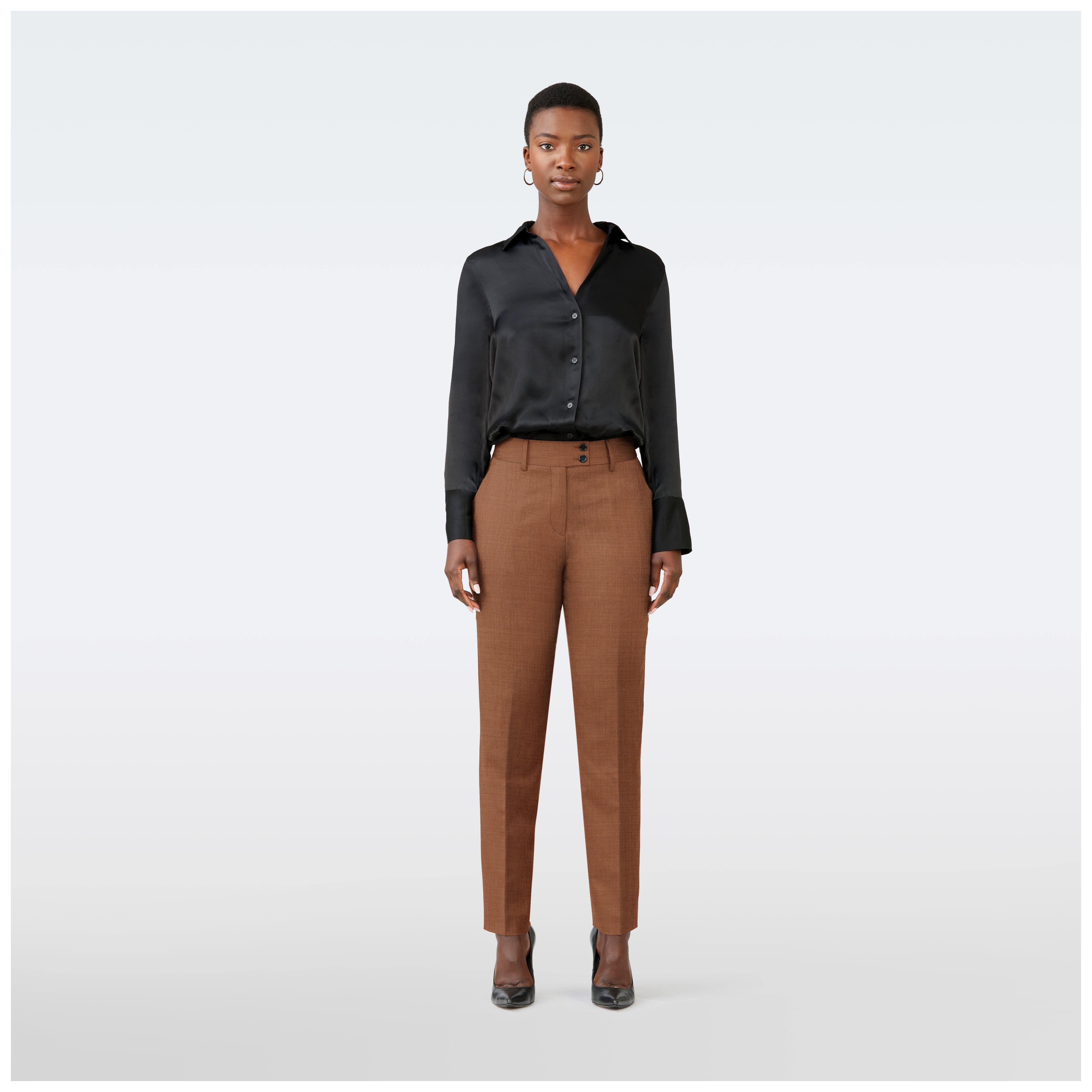 Custom Pants Made For You - Norwich Wool Stretch Rust Pants Women ...