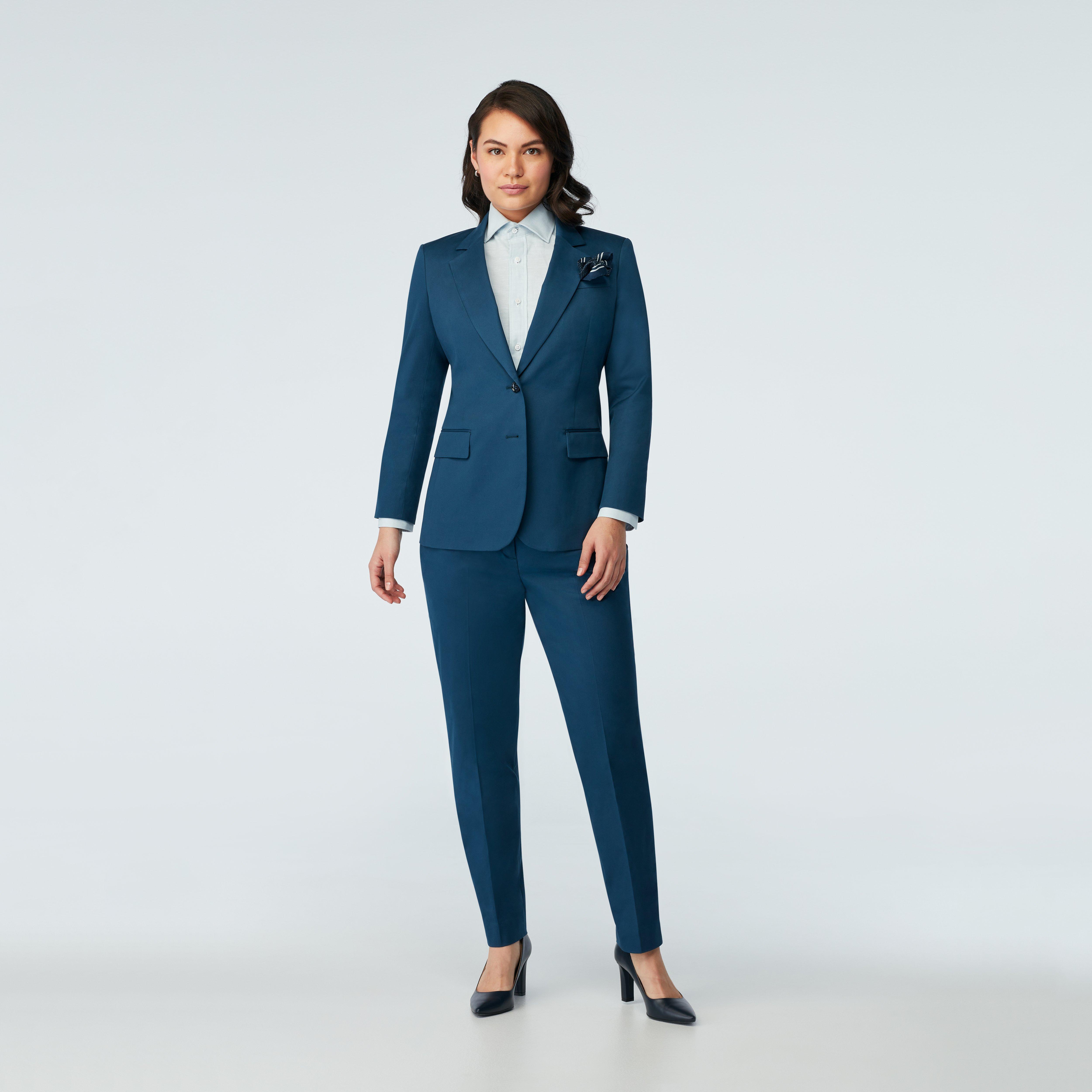 Women's Custom Suits - Hartley Cotton Stretch Navy Suit Women | INDOCHINO