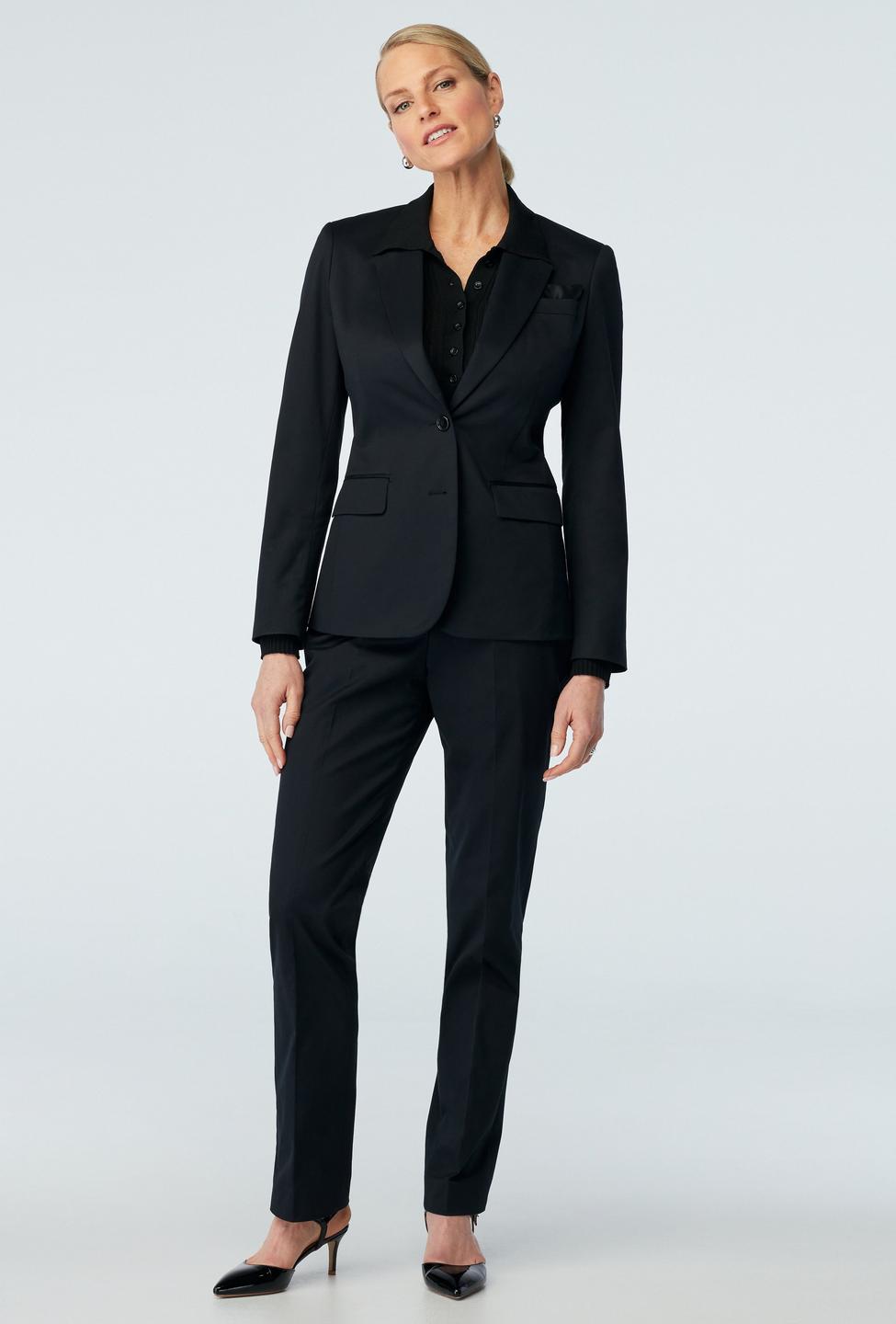 Womens Custom Suits Hartley Cotton Stretch Black Suit Women Indochino