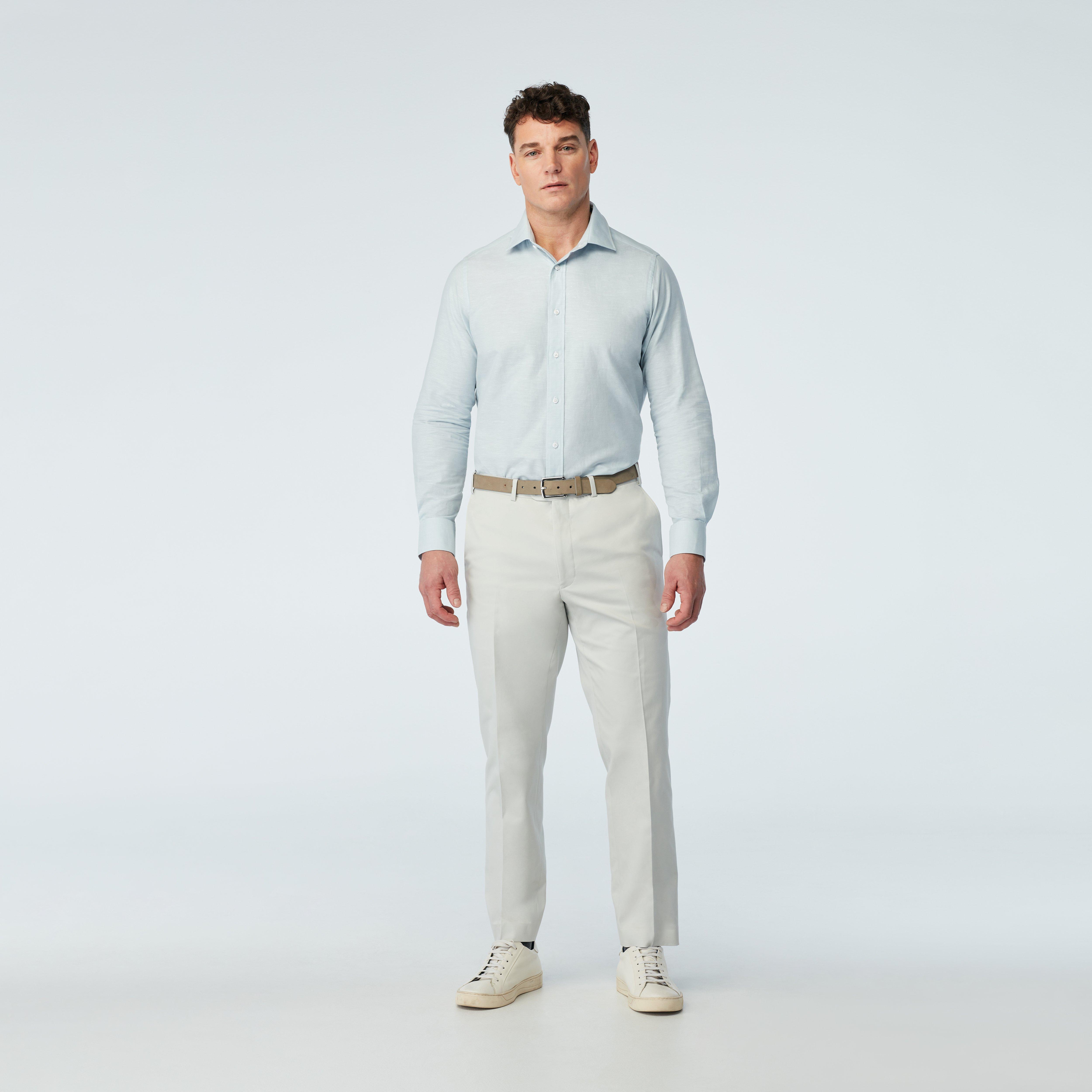 Men's Custom Pants - Hartley Cotton Stretch Light Gray Pants | INDOCHINO
