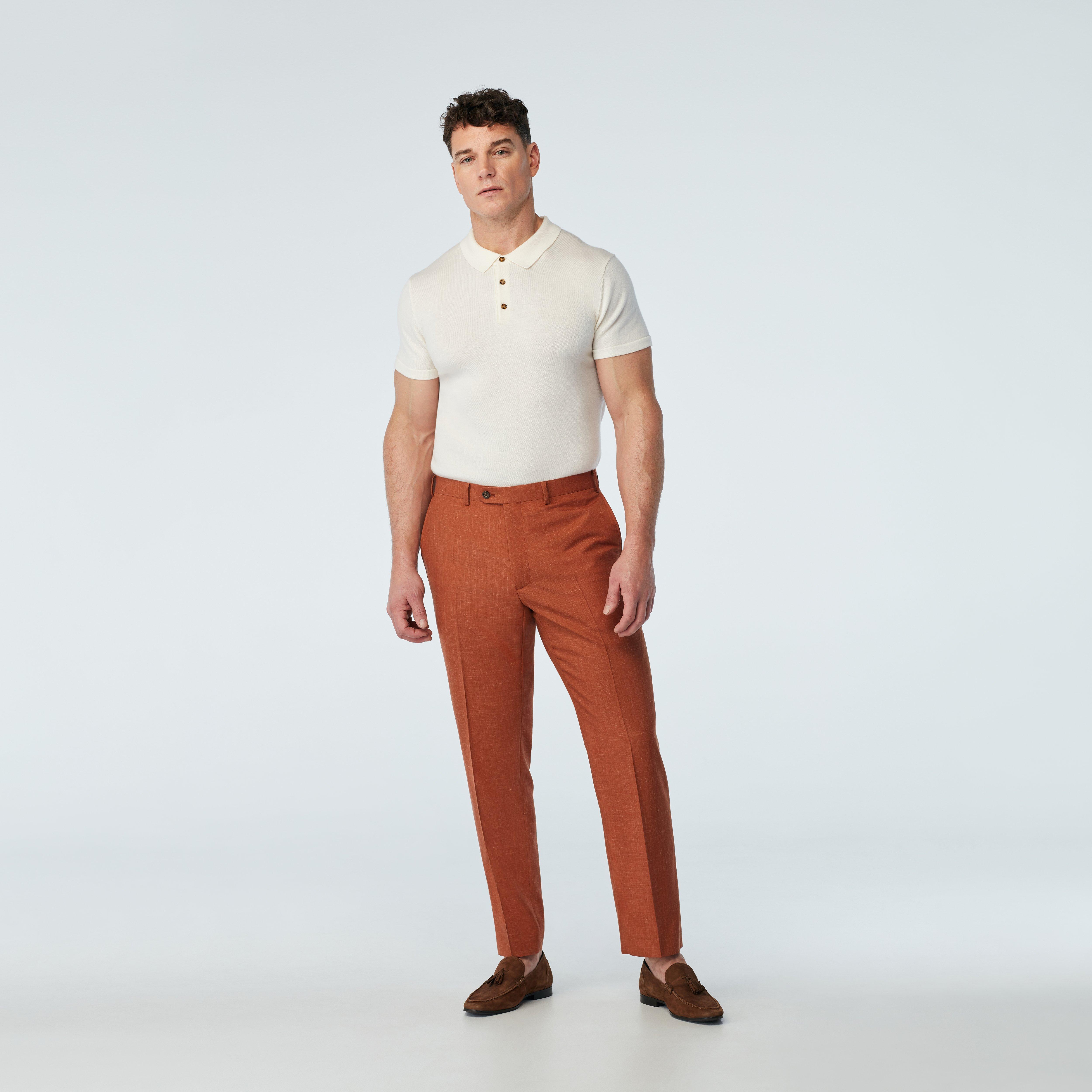 Men's Custom Pants - Stockport Wool Linen Brown Pants | INDOCHINO