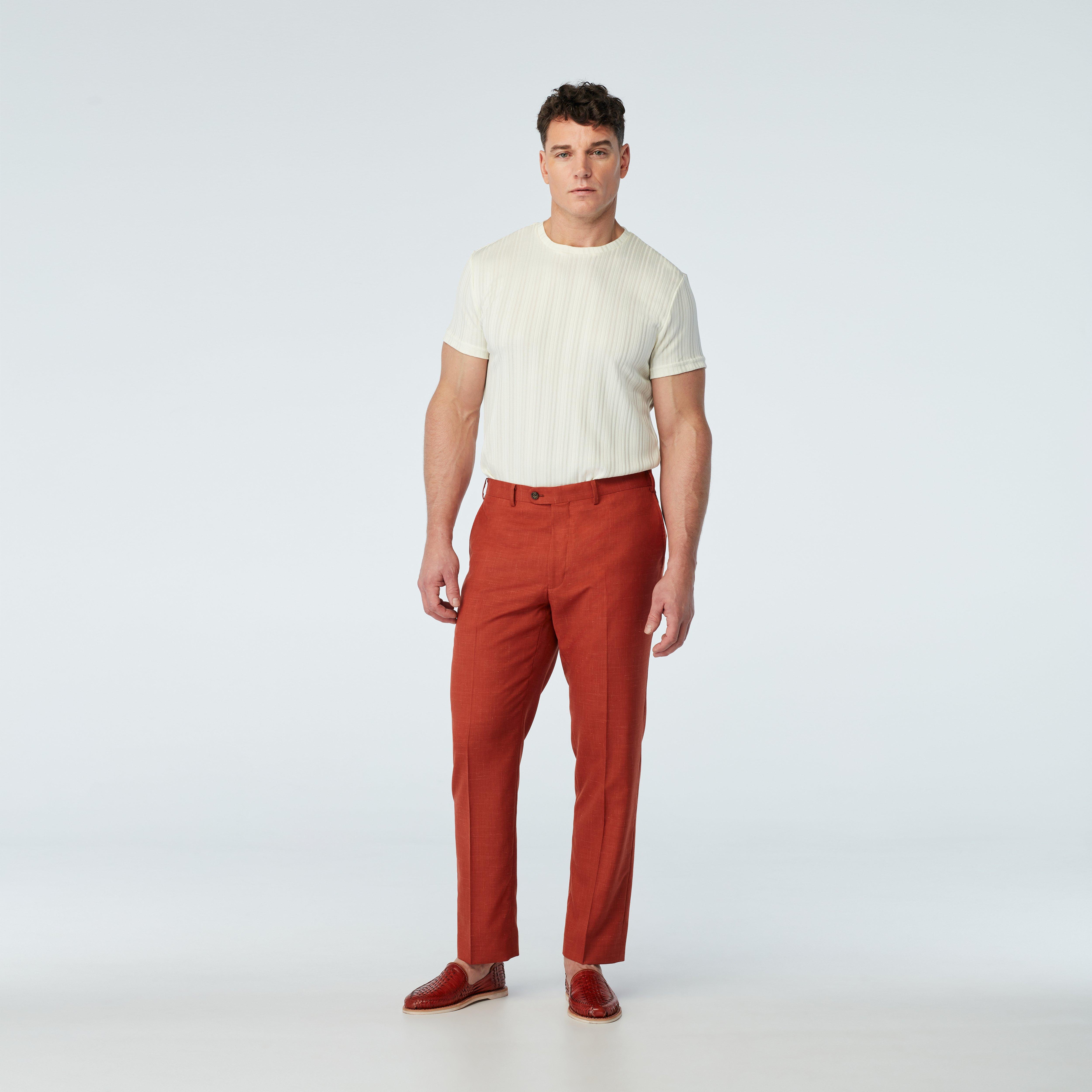 Men's Custom Pants - Stockport Wool Linen Rust Pants | INDOCHINO