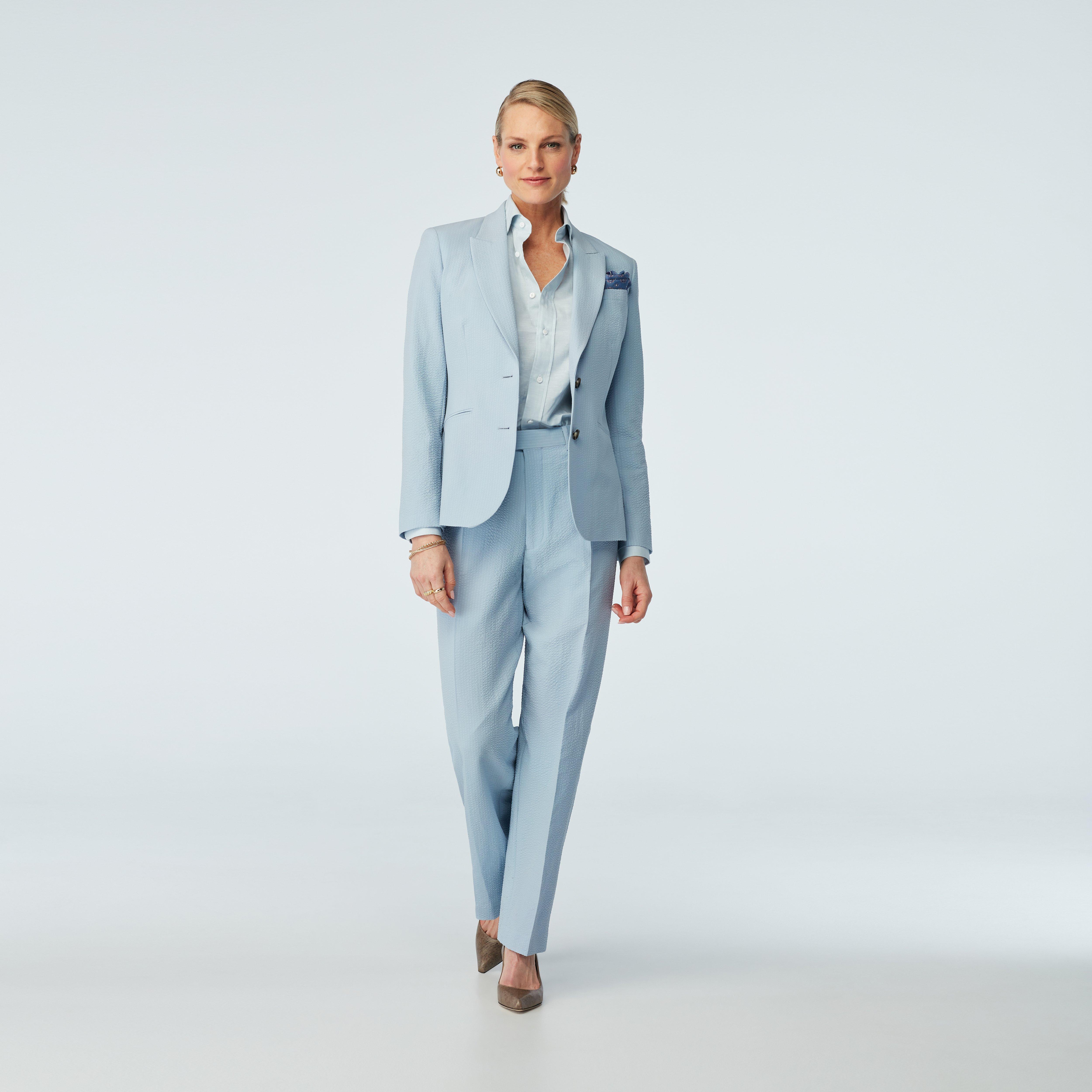 Women's Custom Blazers - Mondovi Seersucker Soft Blue Blazer Women ...