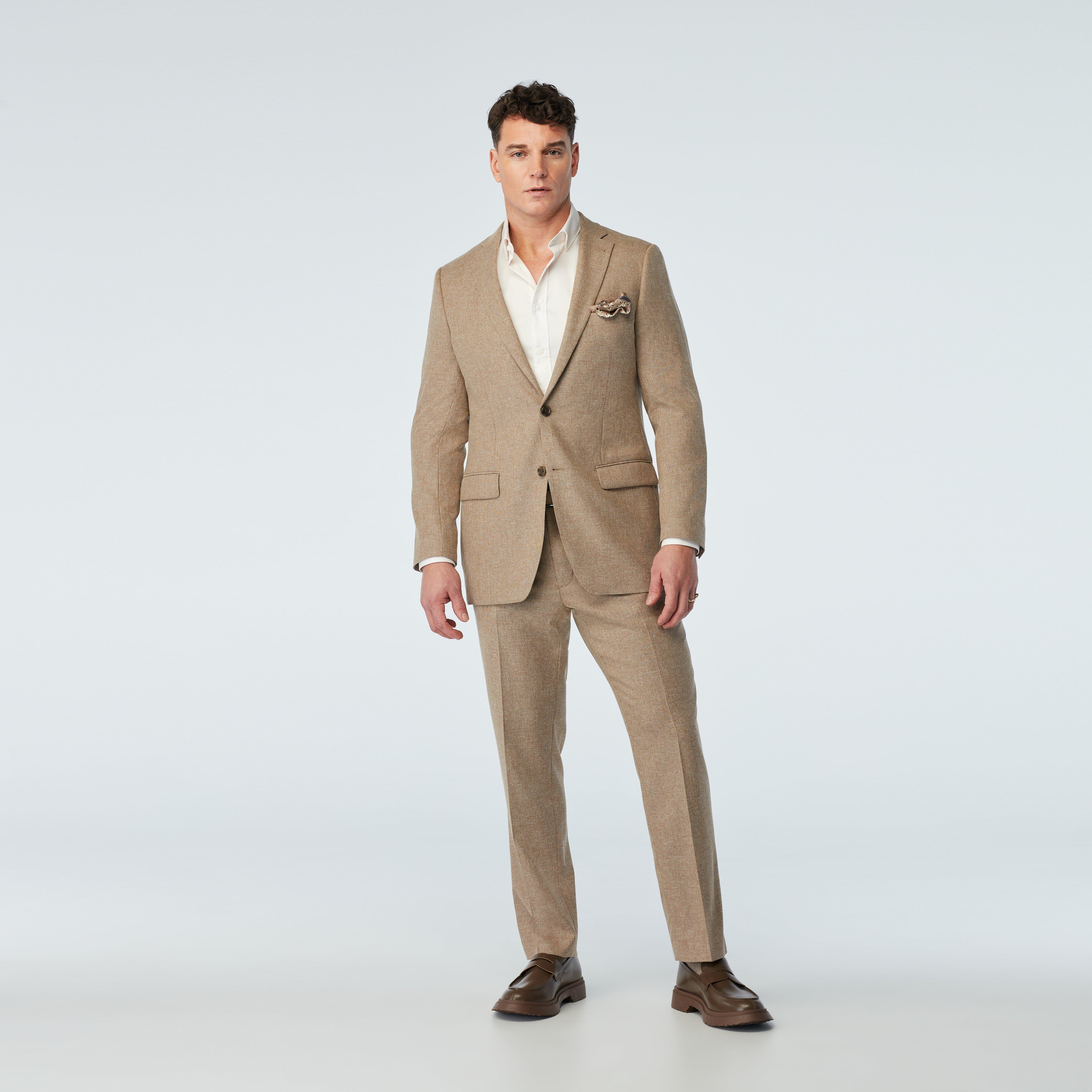 Men's Custom Suits - Marche Wool Blend Stretch Sand Suit | INDOCHINO
