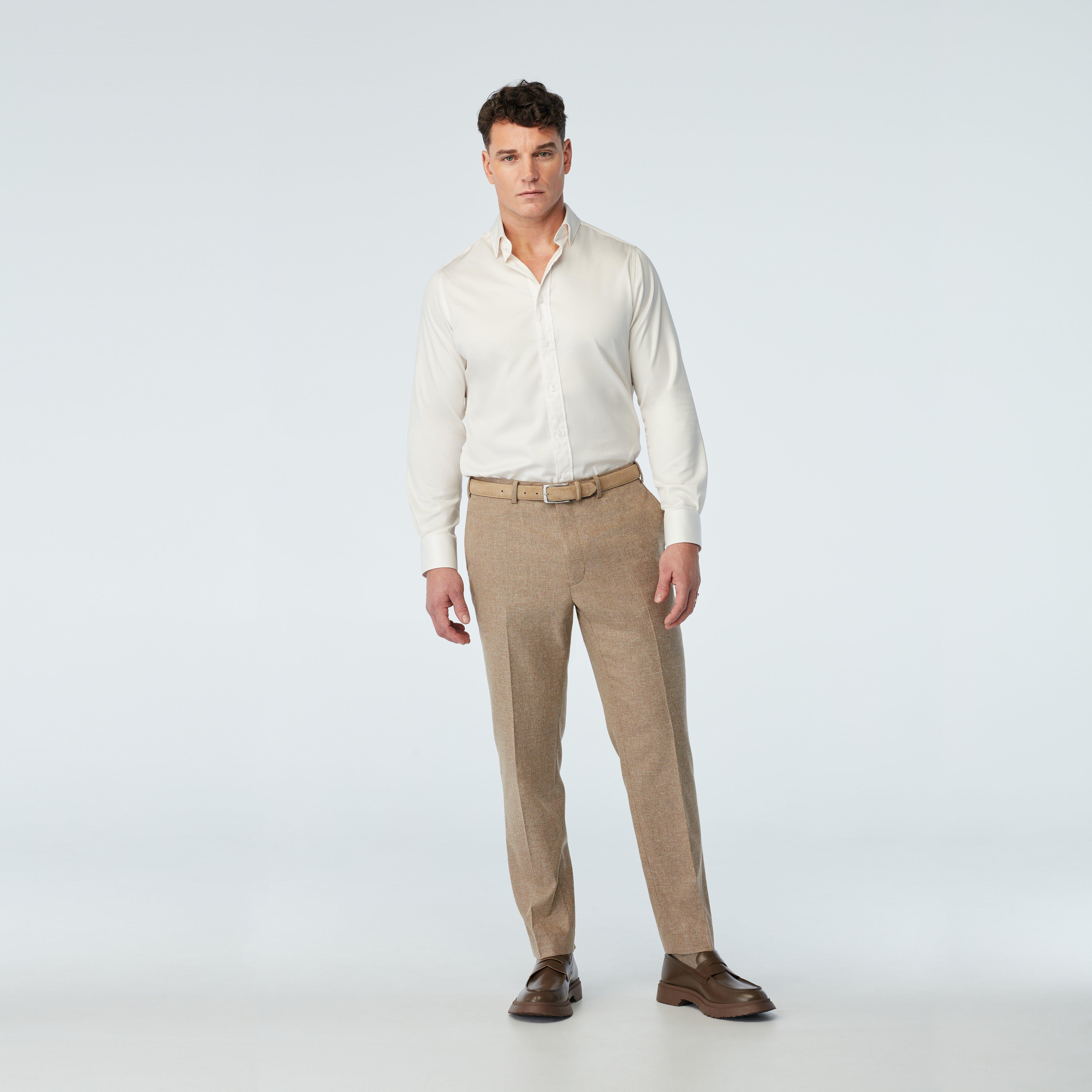 Men's Custom Pants - Marche Wool Blend Stretch Sand Pants | INDOCHINO