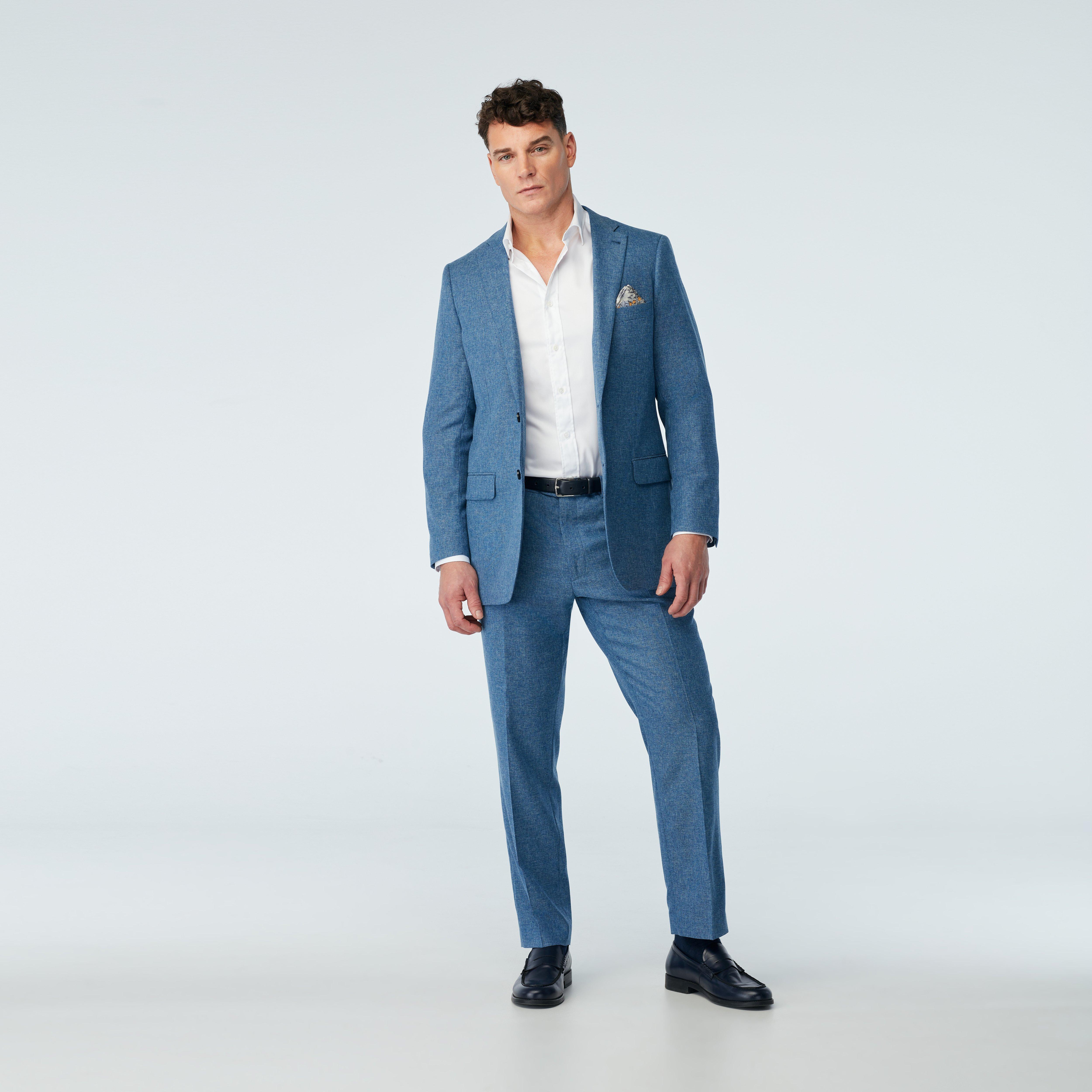 Men's Custom Blazers - Marche Wool Blend Stretch Blue Blazer | INDOCHINO