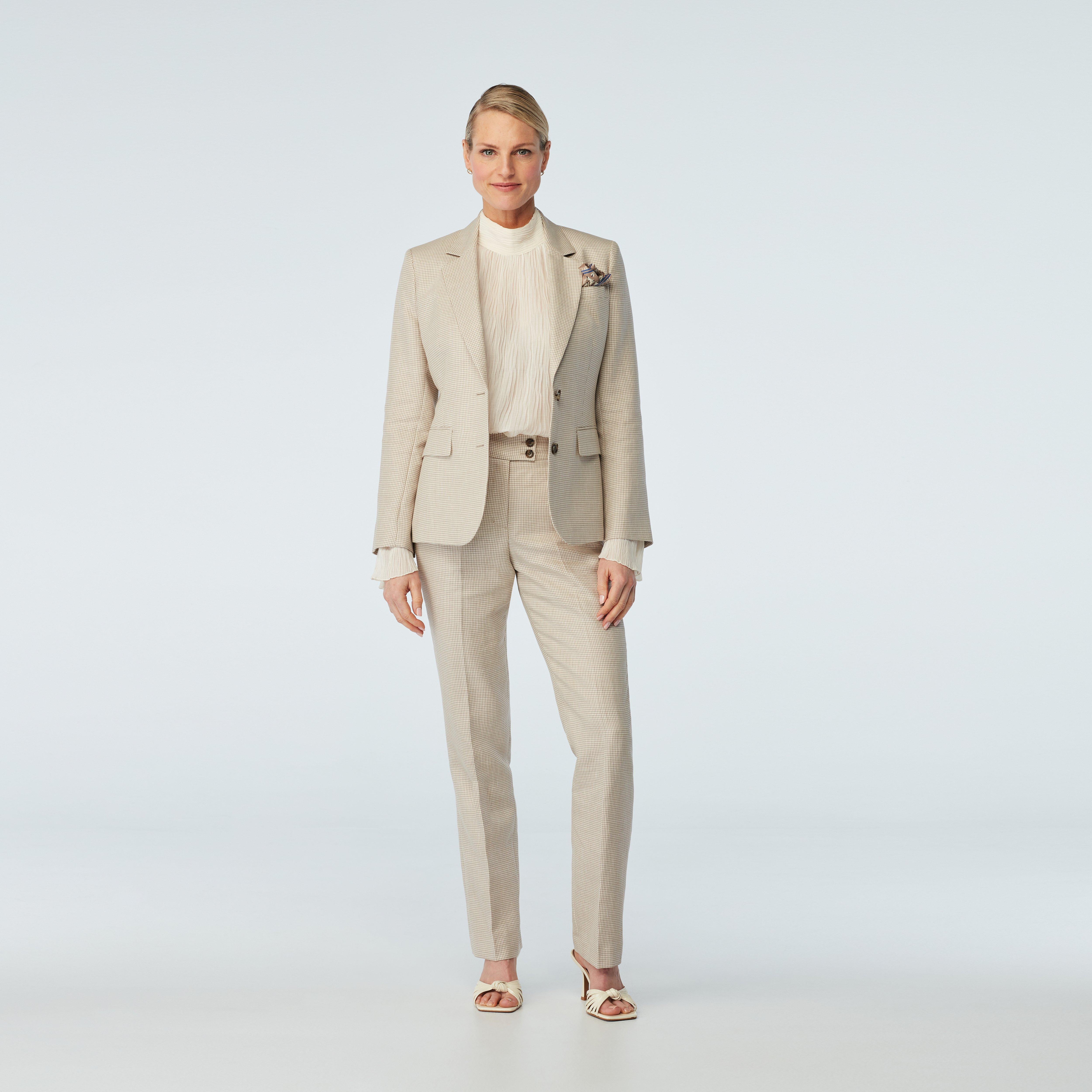 Women's Custom Suits - Ockbrook Ramie Wool Houndstooth Sand Suit Women ...
