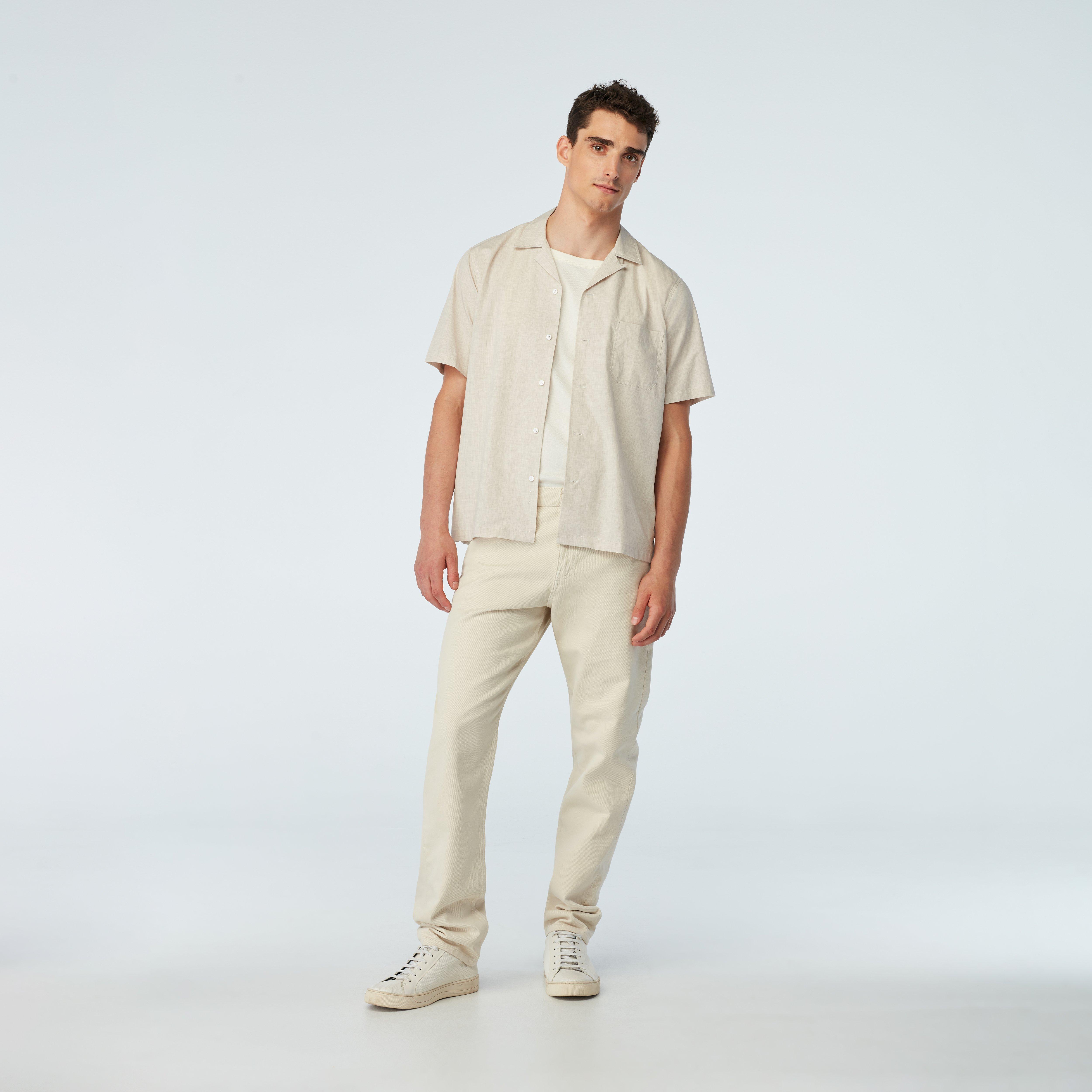Men's Camp Shirts - Ospringe Chambray Cream Camp Shirt | INDOCHINO