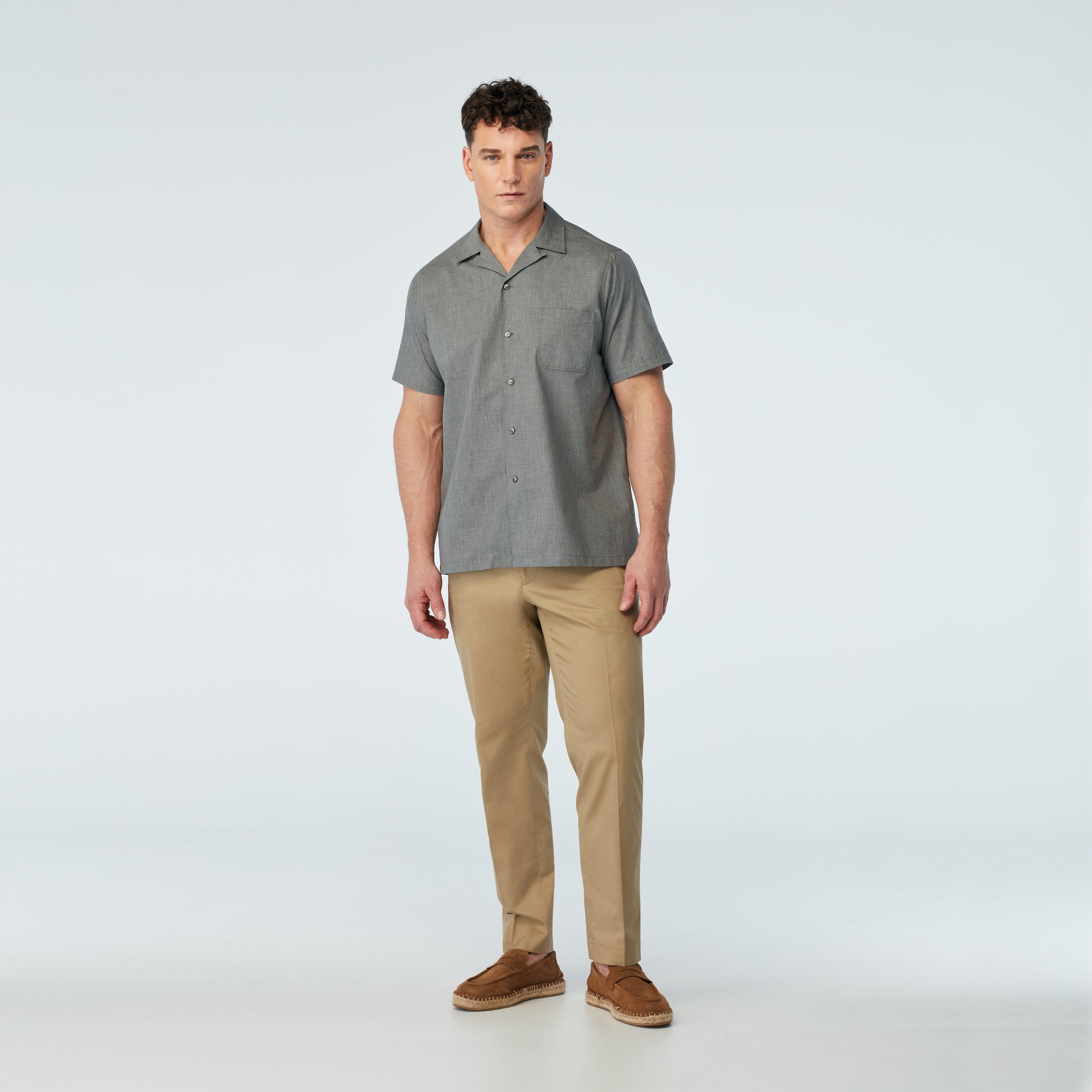 Men's Camp Shirts - Ospringe Chambray Gray Camp Shirt | INDOCHINO