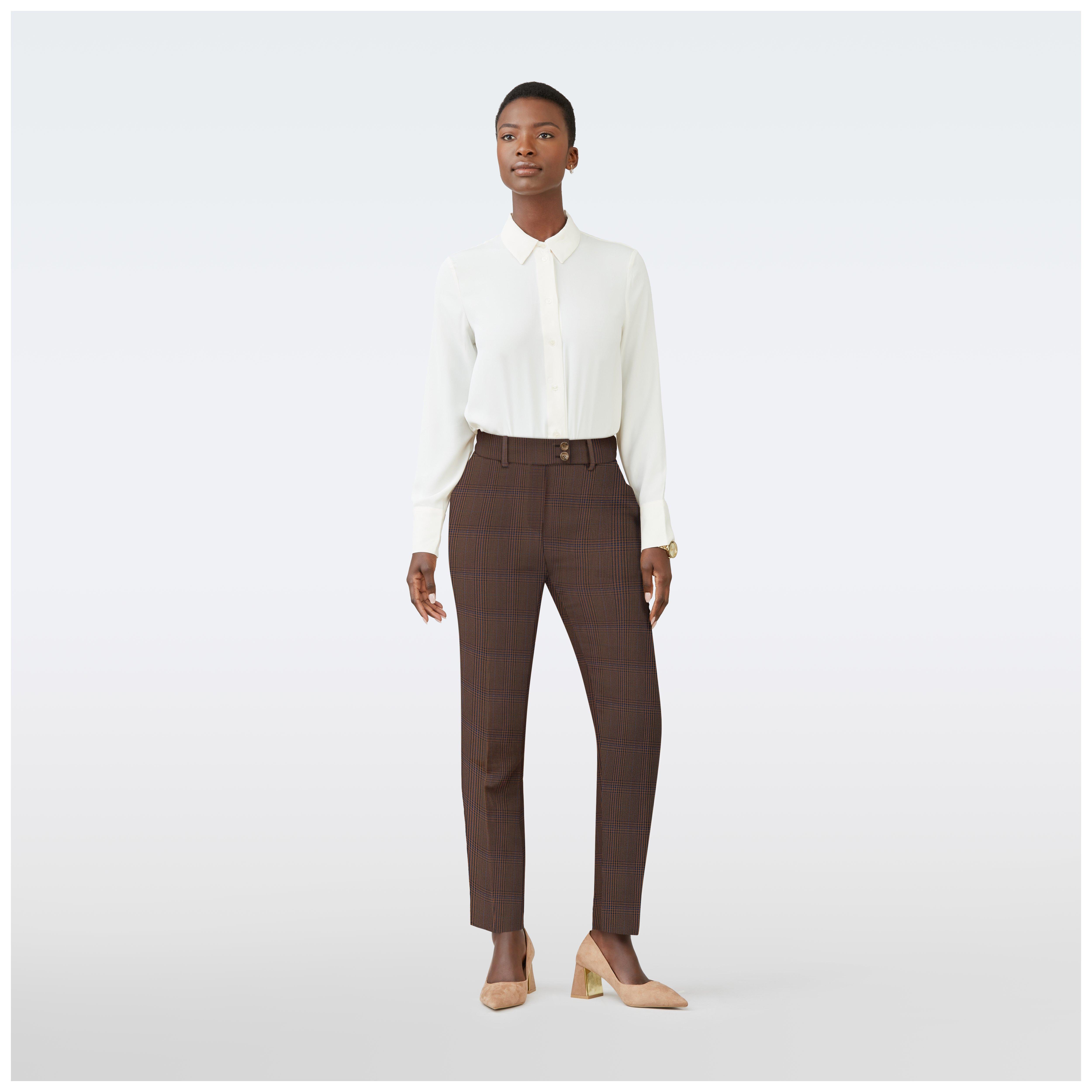 Women's Custom Pants - Milano Glen Check Brown Pants Women | INDOCHINO