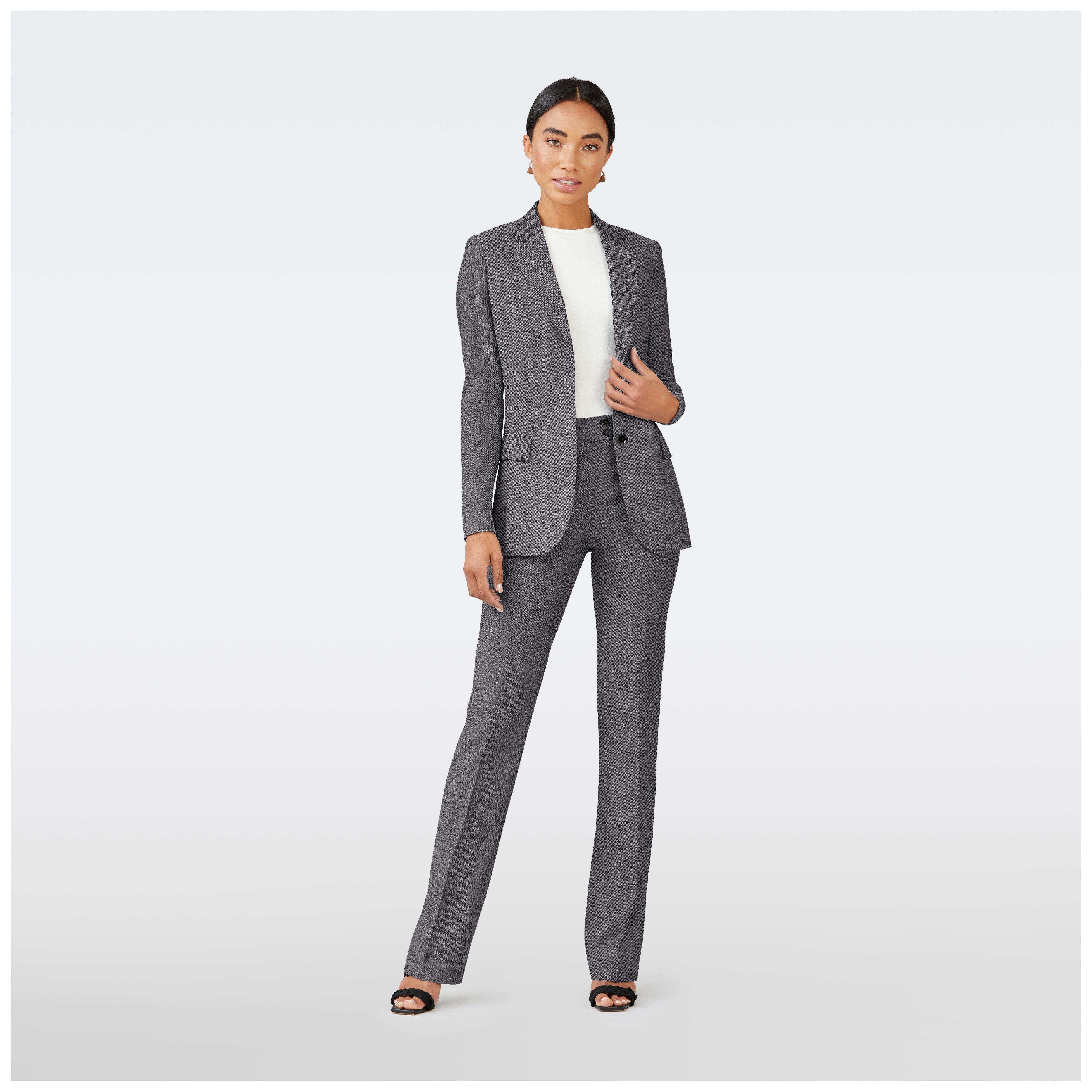 Custom Blazers Made For You - Hayle Sharkskin Gray Blazer Women| INDOCHINO