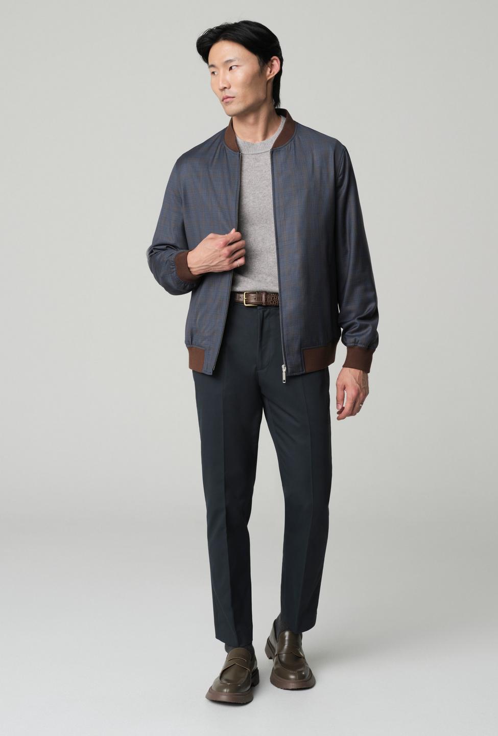 Men's Bomber Jackets - Paxton Check Blue Bomber Jacket | INDOCHINO Men's Bomber Jackets - Paxton Check Blue Bomber Jacket | INDOCHINO