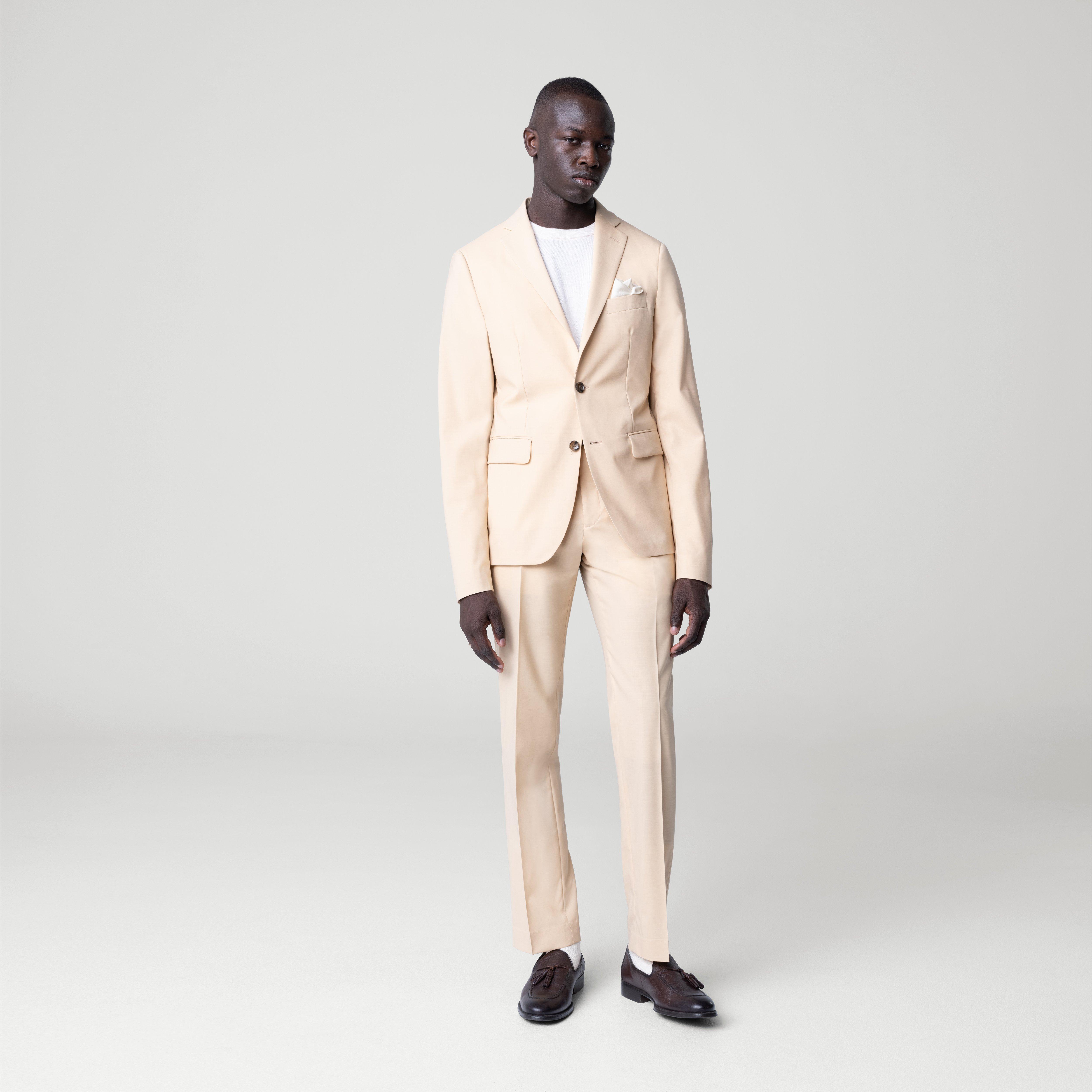 Men's Custom Suits - Howell Wool Stretch Sand Suit | INDOCHINO