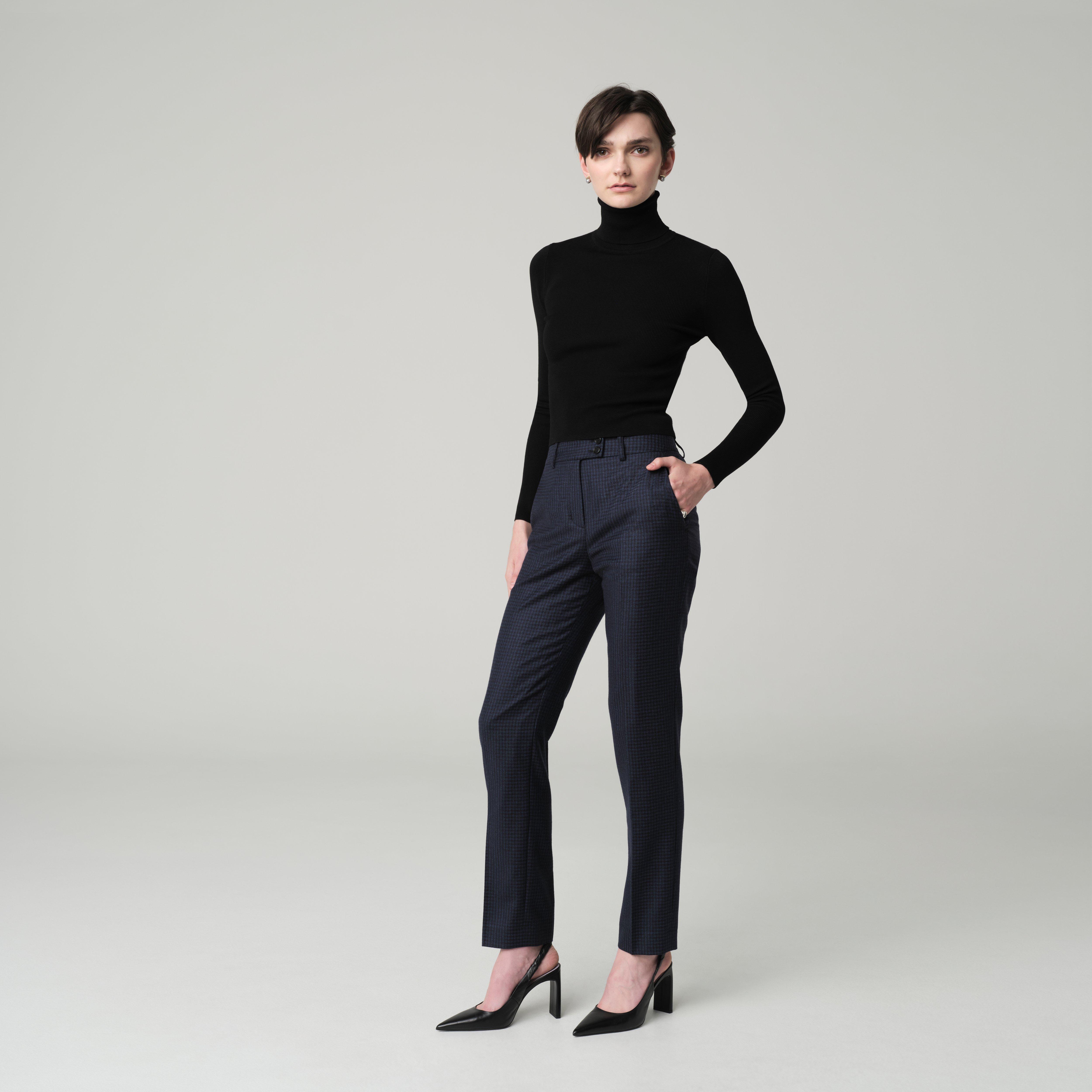 Women's Custom Pants - Monterosso Check Midnight Blue Pants Women ...
