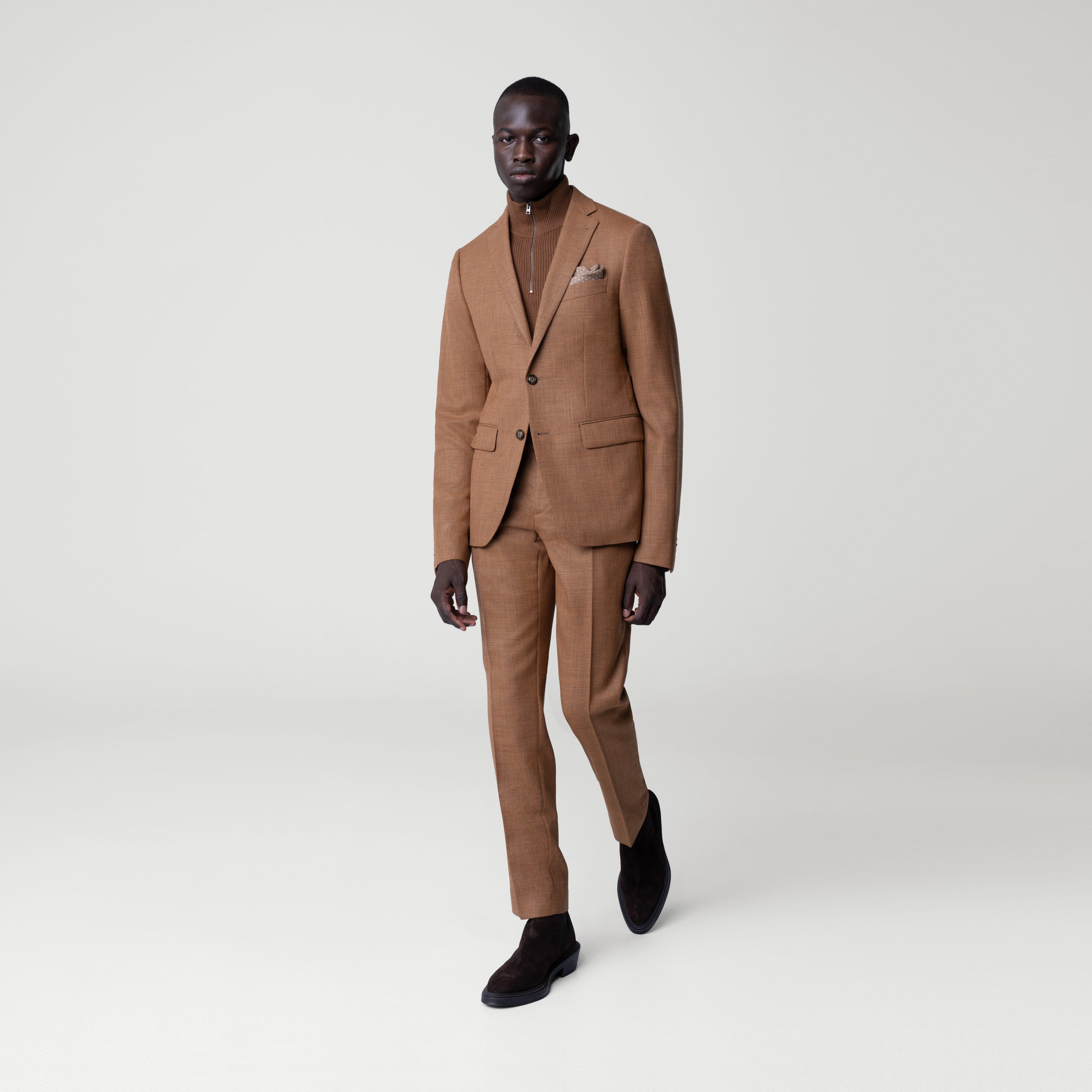 Men's Custom Suits - Northfield Basketweave Rust Suit | INDOCHINO