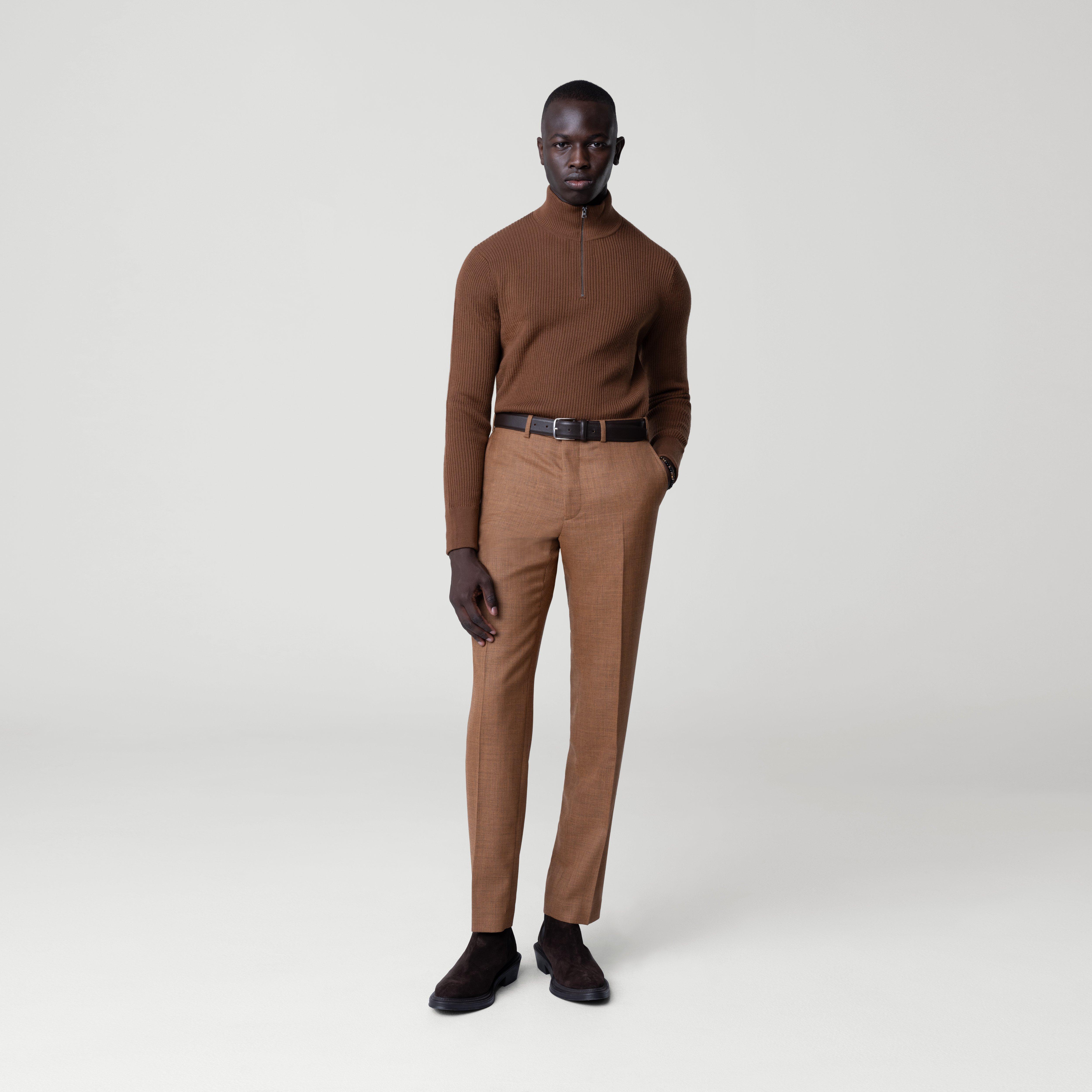 Men's Custom Pants - Northfield Basketweave Rust Pants | INDOCHINO