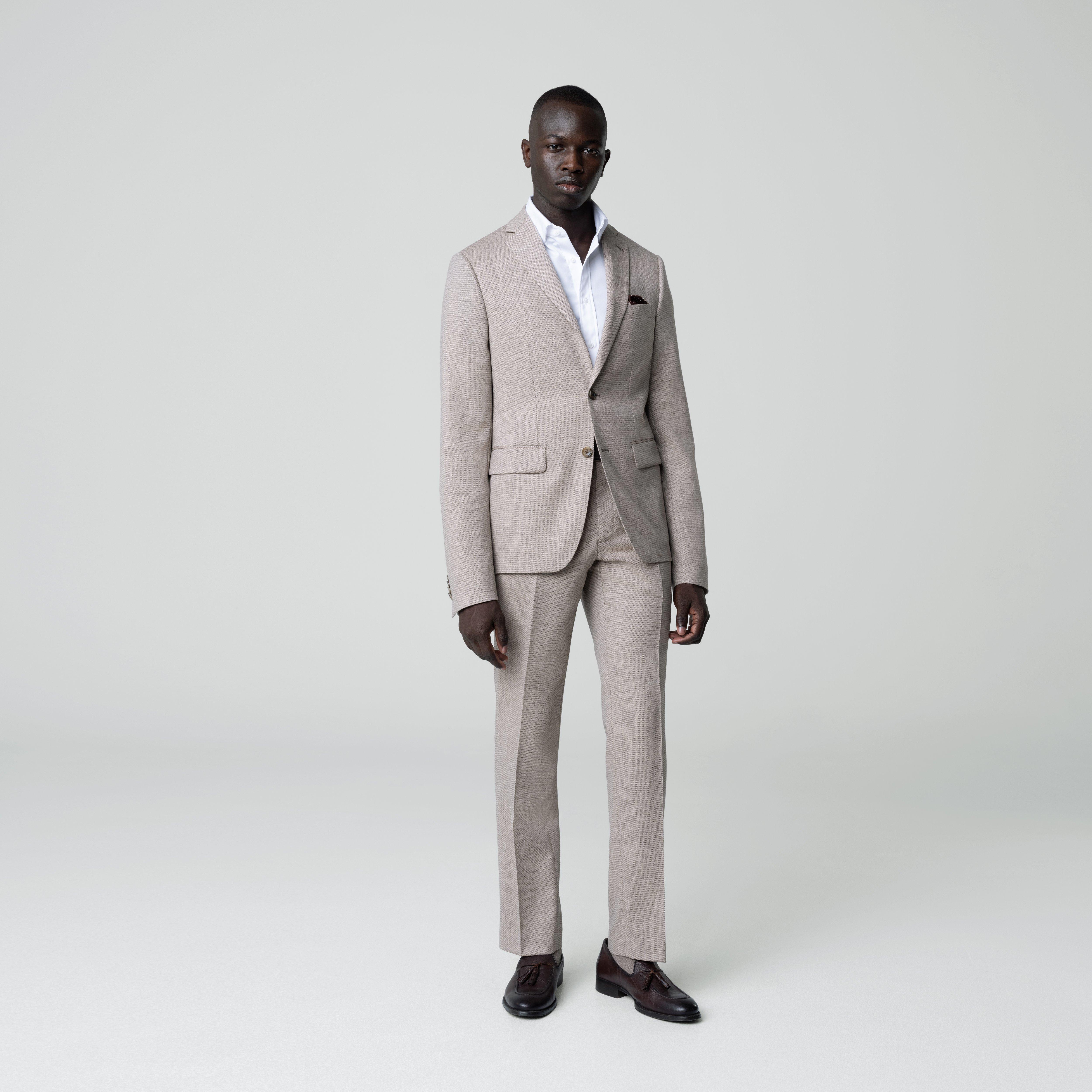 Men's Custom Suits - Parkhill Pindot Sand Suit | INDOCHINO