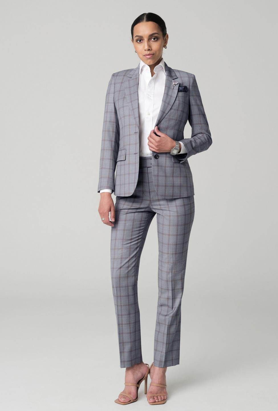 Women's Custom Blazers - Paxton Check Light Gray Blazer Women | INDOCHINO Women's Custom Blazers - Paxton Check Light Gray Blazer Women | INDOCHINO