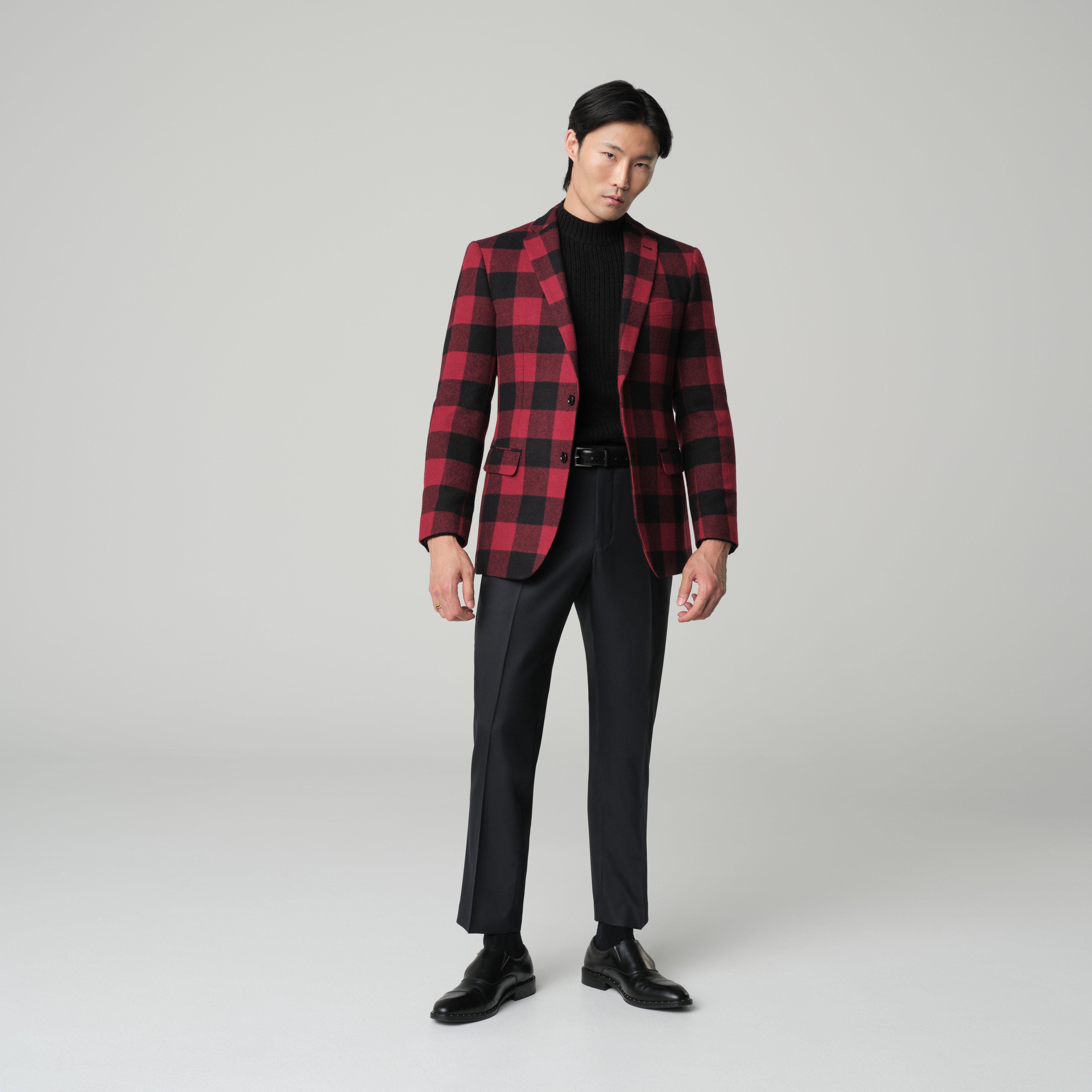 Men's Custom Blazers - Bradford Buffalo Plaid Red Blazer | INDOCHINO