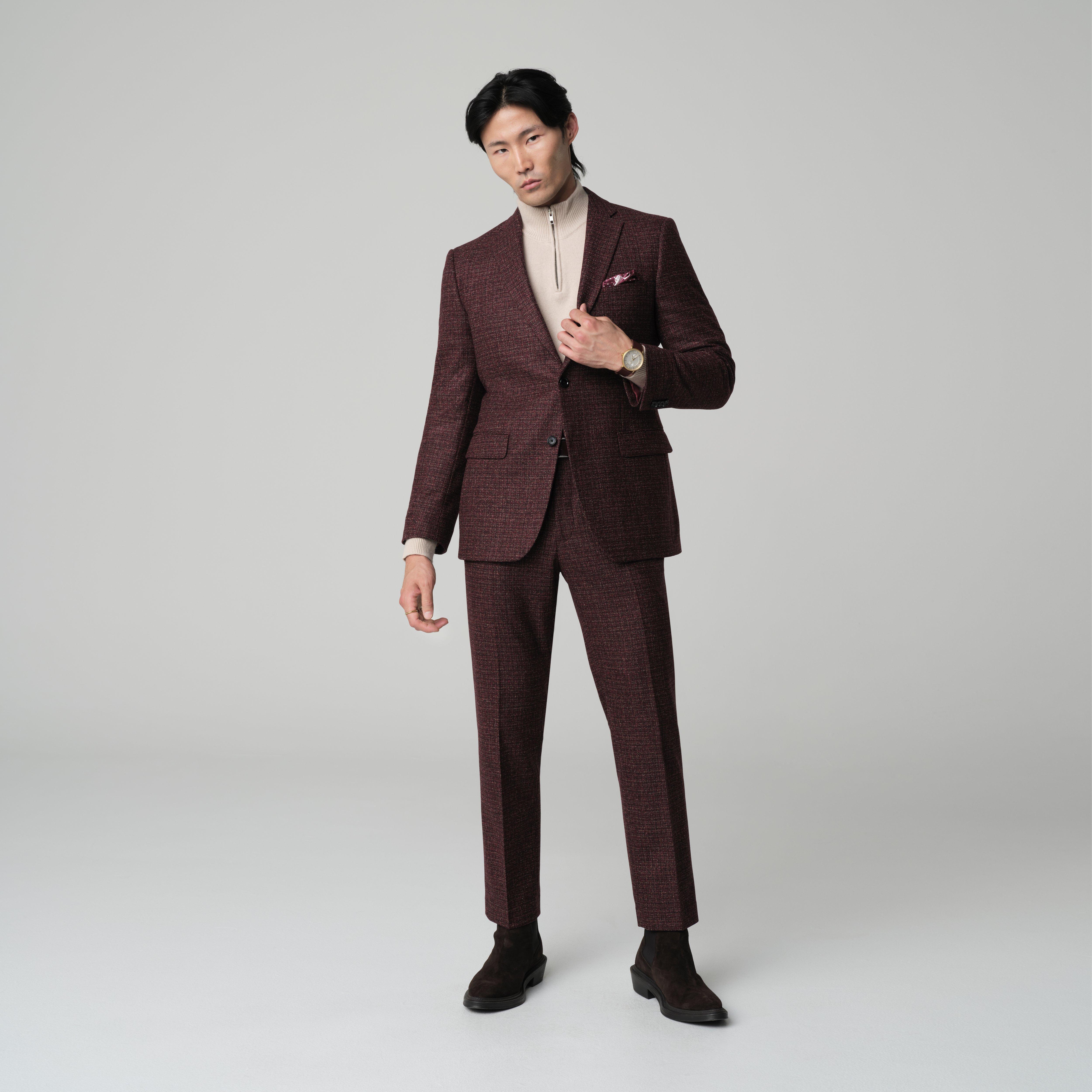 Men's Custom Suits - Newbridge Tweed Wool Stretch Red Suit | INDOCHINO