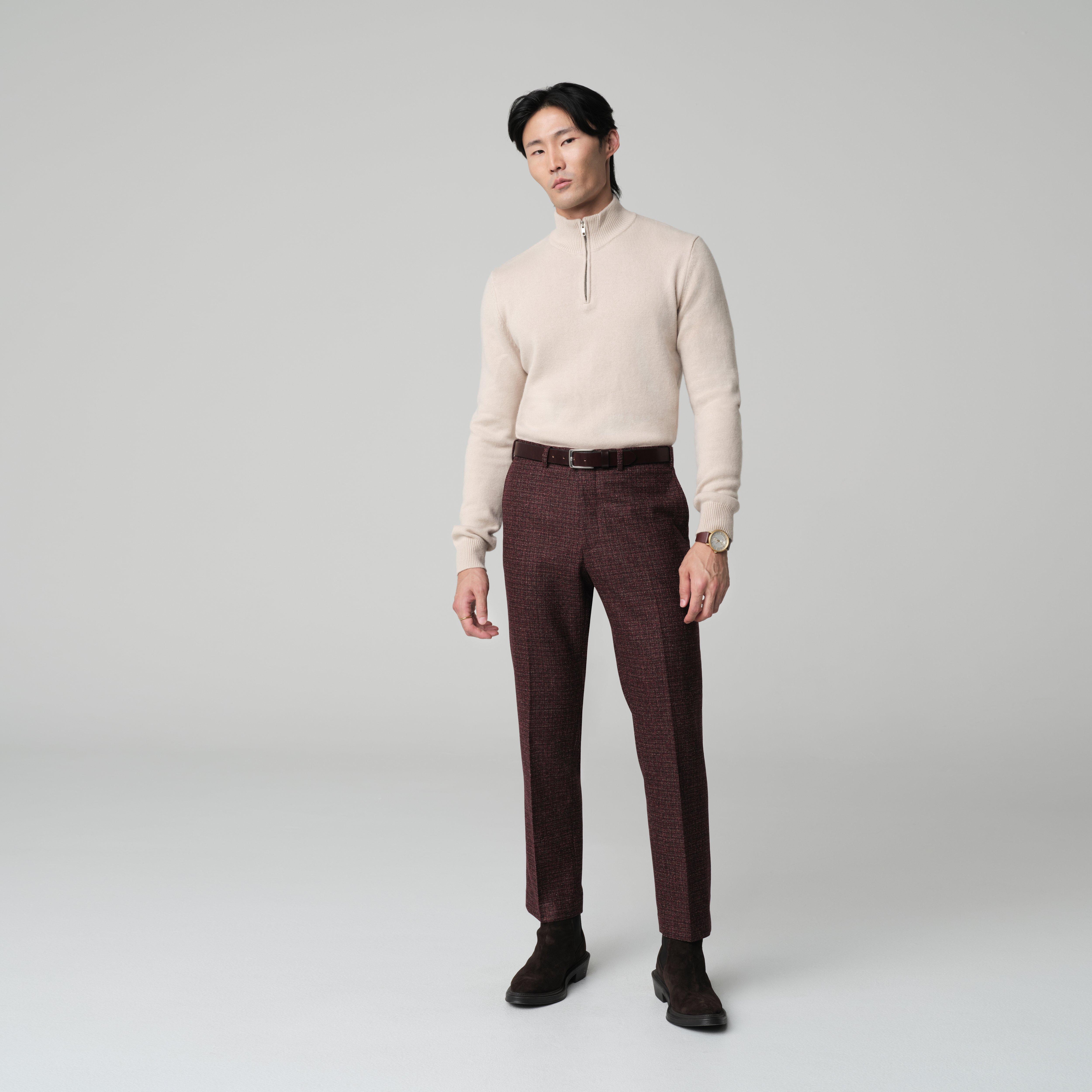 Men's Custom Pants - Newbridge Tweed Wool Stretch Red Pants | INDOCHINO