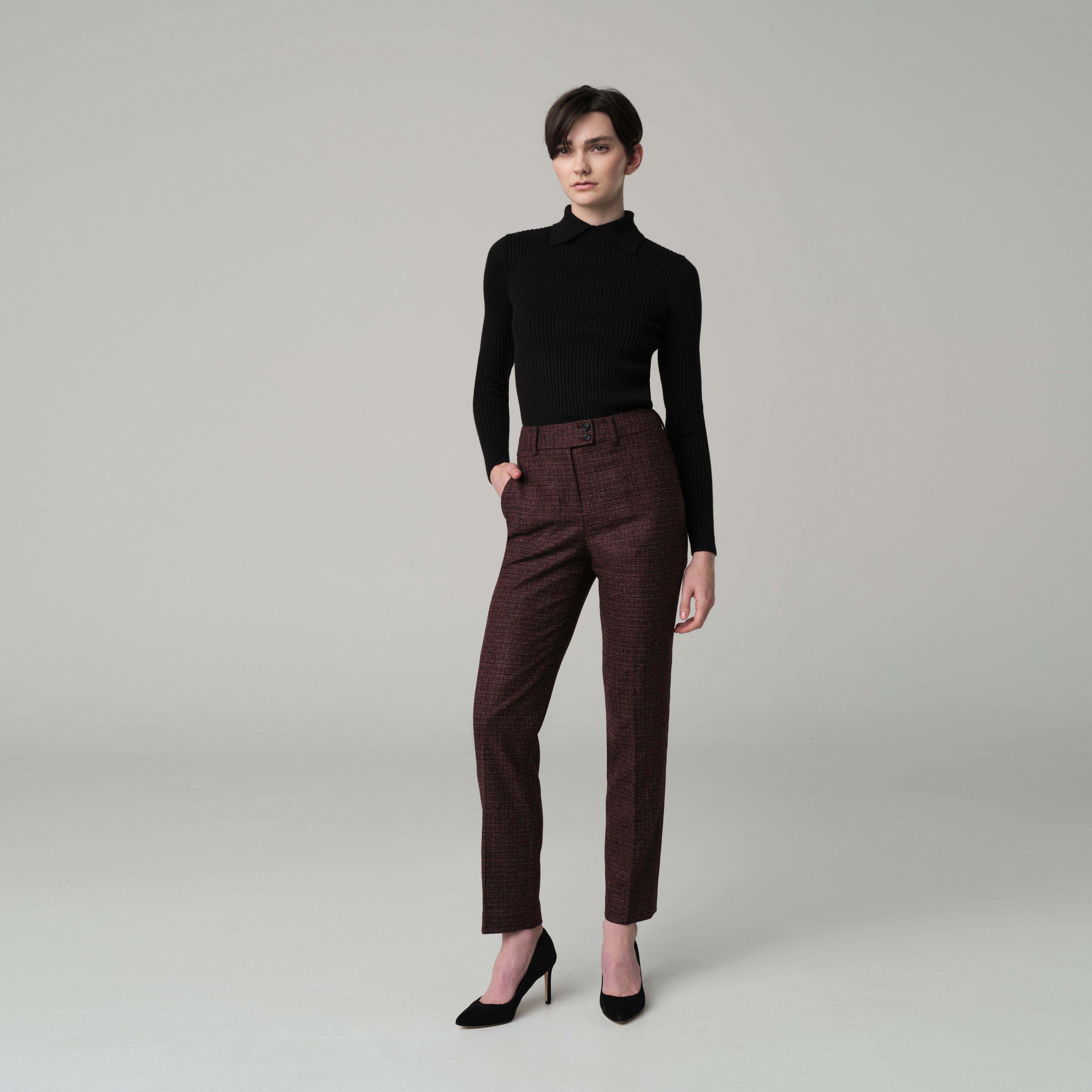 Women's Custom Pants - Newbridge Tweed Wool Stretch Red Pants Women ...