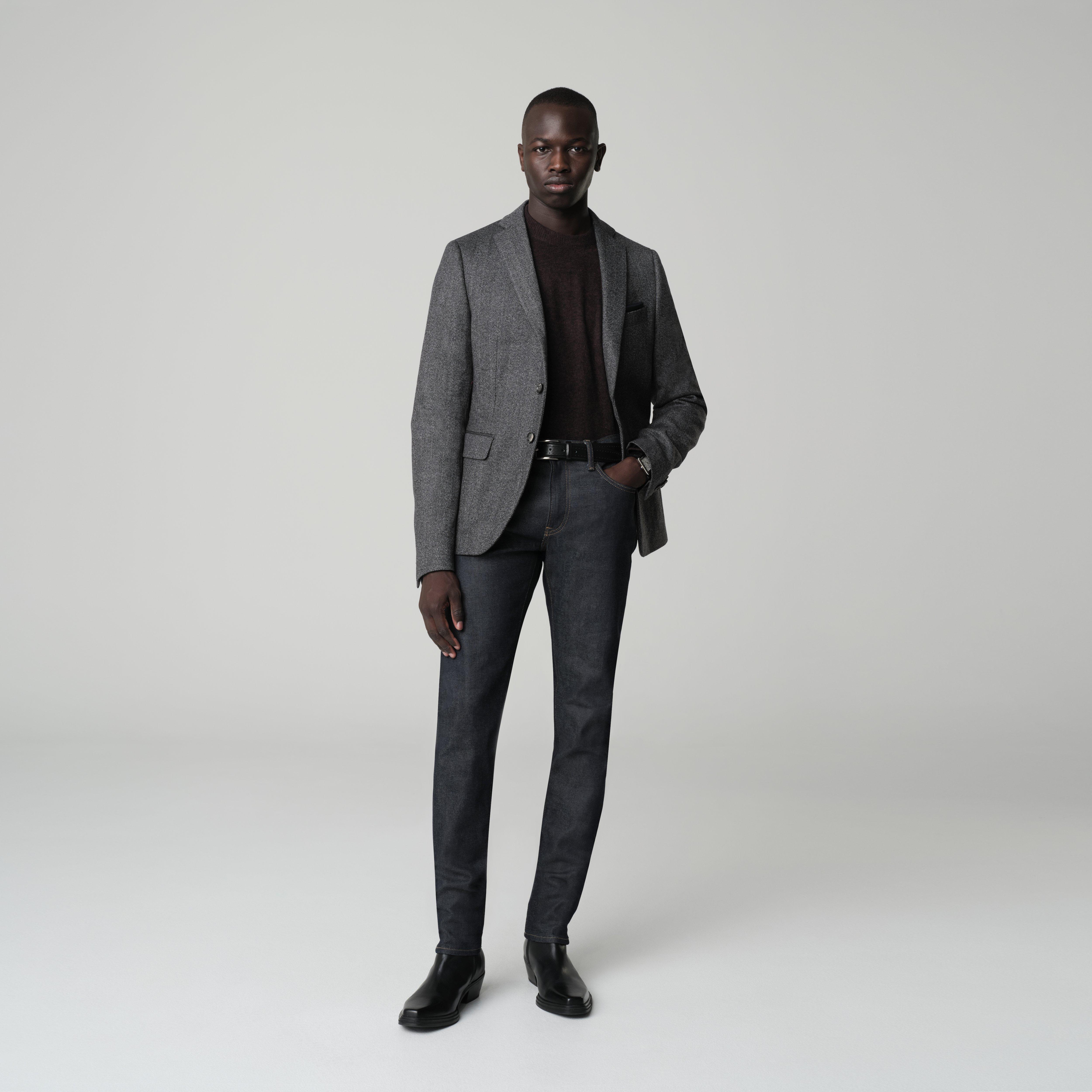 Men's Custom Blazers - Heartford Herringbone Light Gray Blazer | INDOCHINO