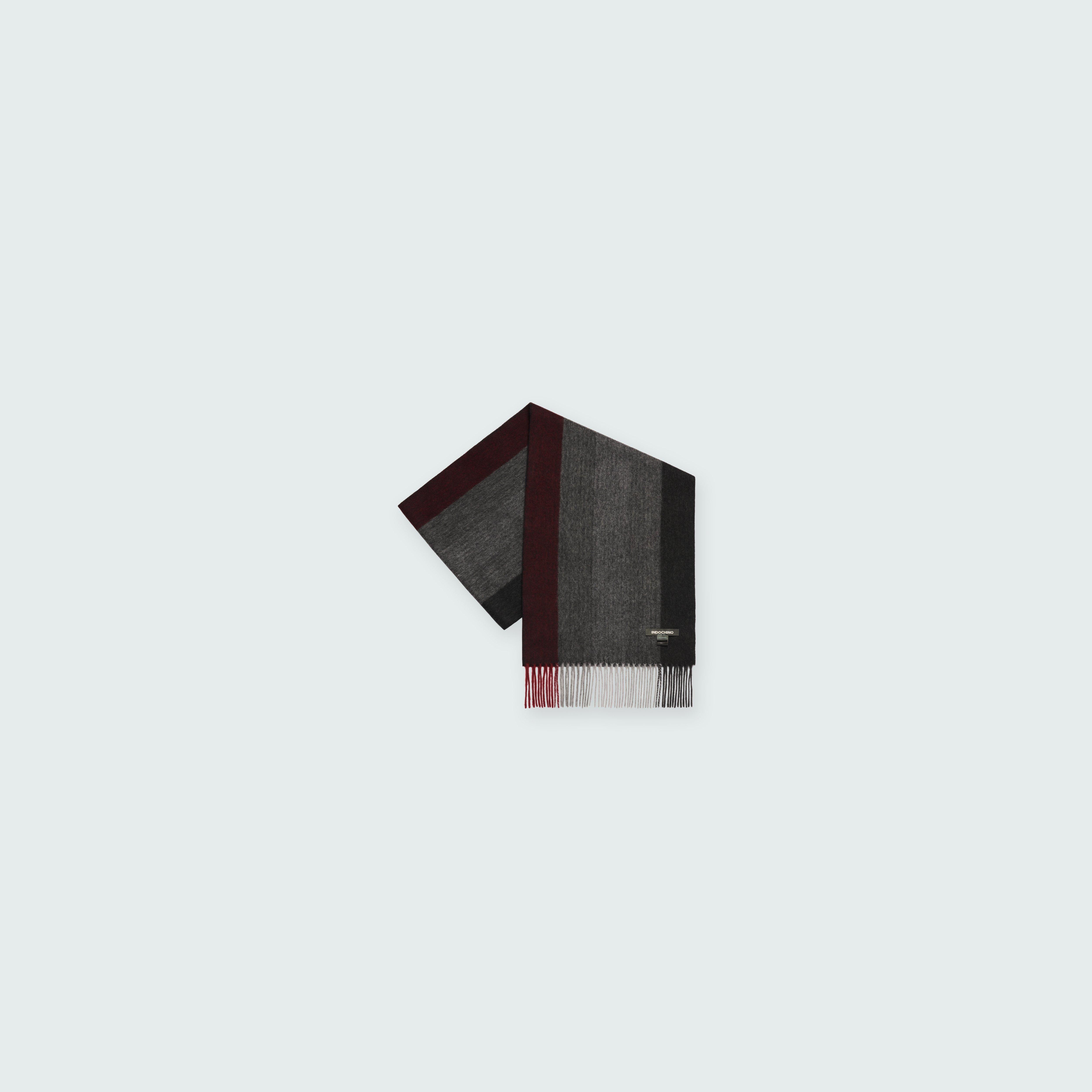 Charcoal Wide Stripe Wool Cashmere Scarf
