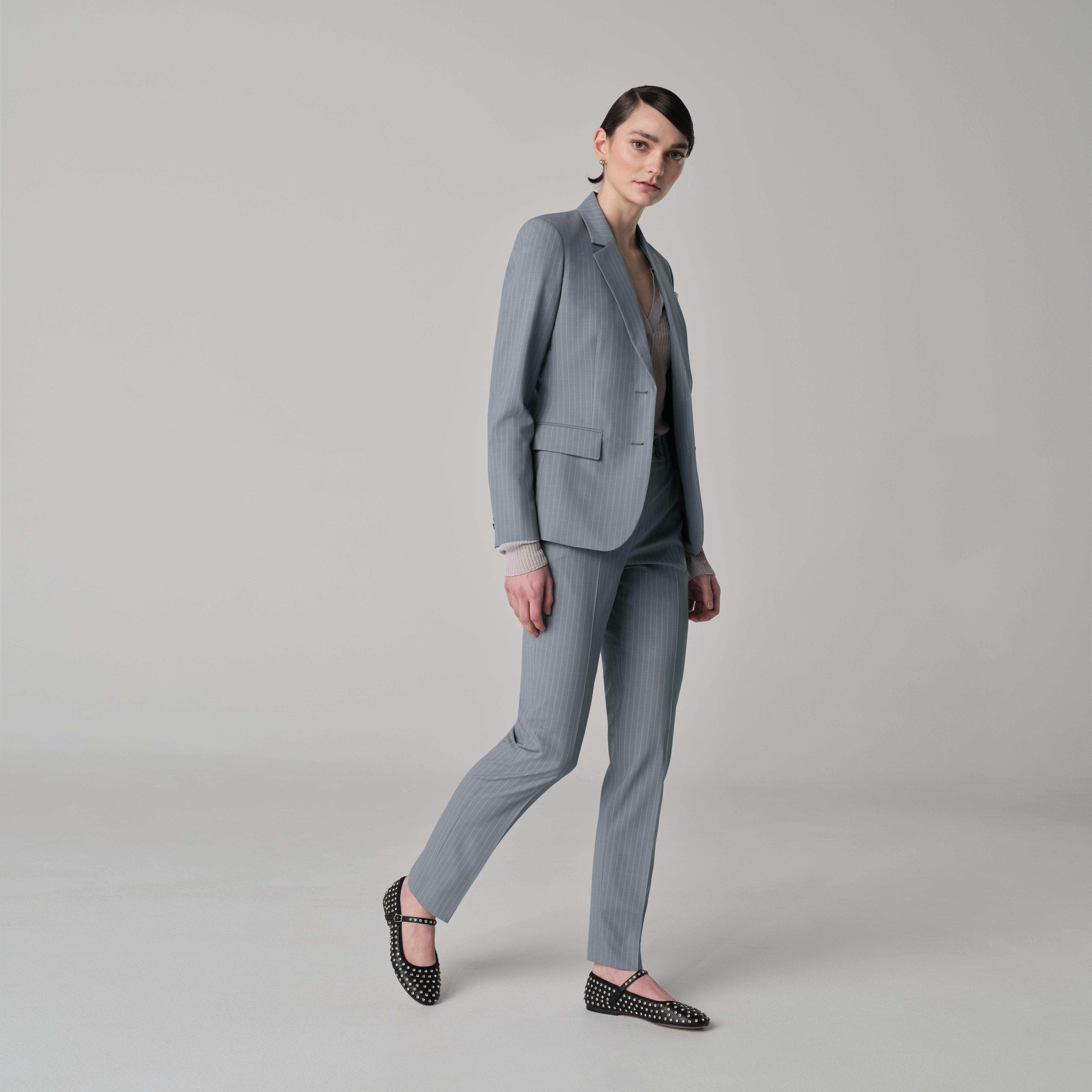 Women's Custom Suits - Howell Wool Stretch Fineline Gray Suit Women ...