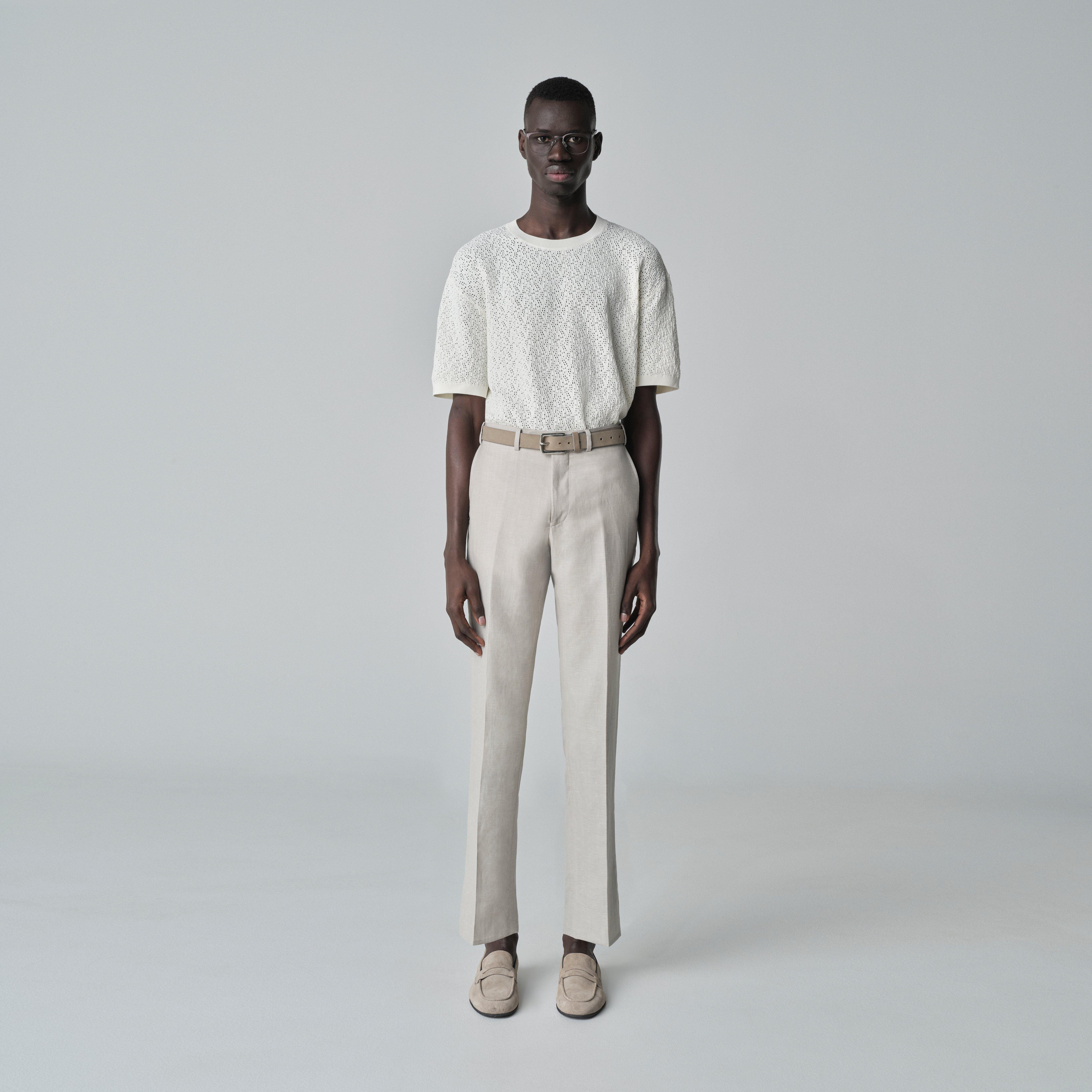 Men's Custom Pants - Minori Wool Linen Cream Pants | INDOCHINO