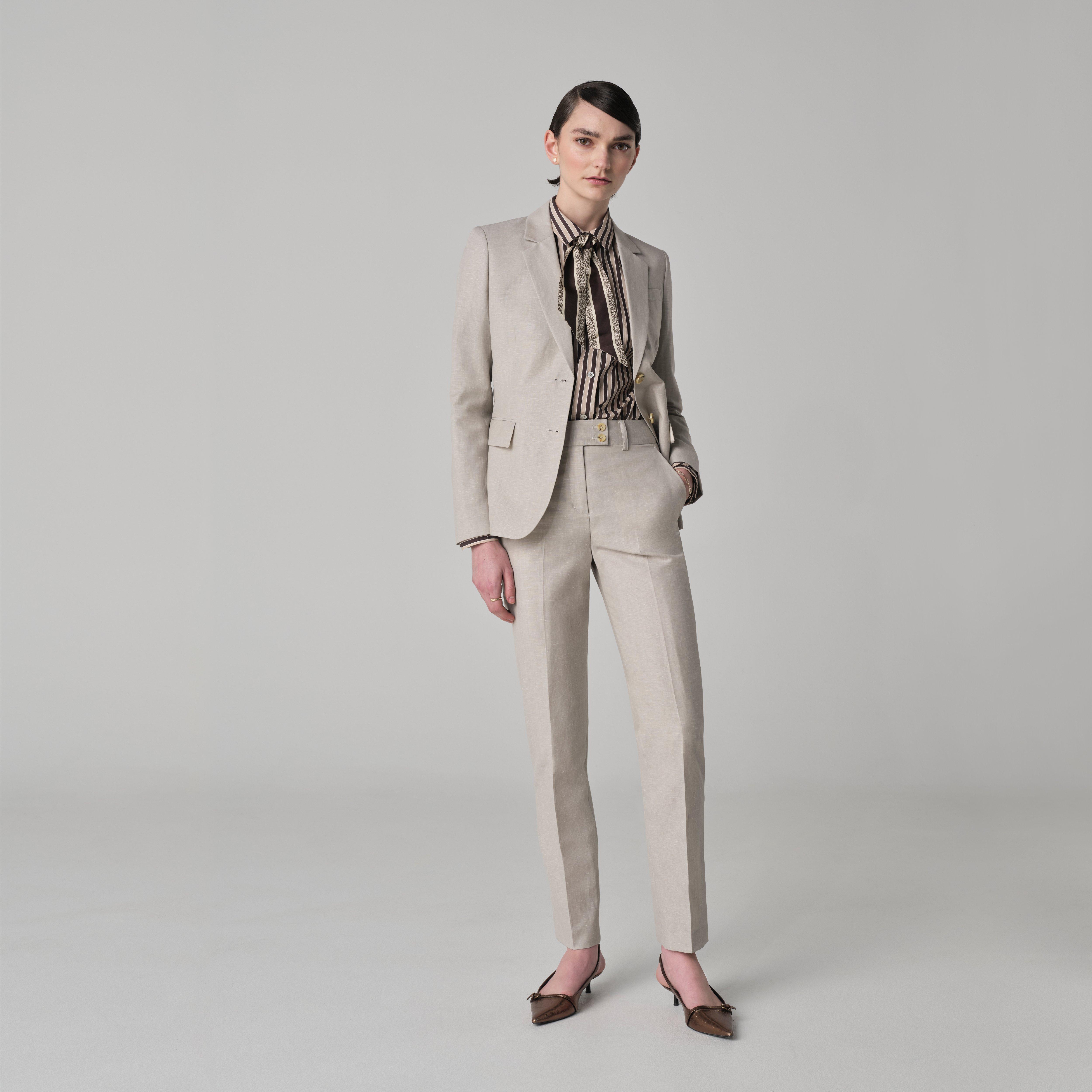 Women's Custom Suits - Minori Wool Linen Cream Suit Women | INDOCHINO