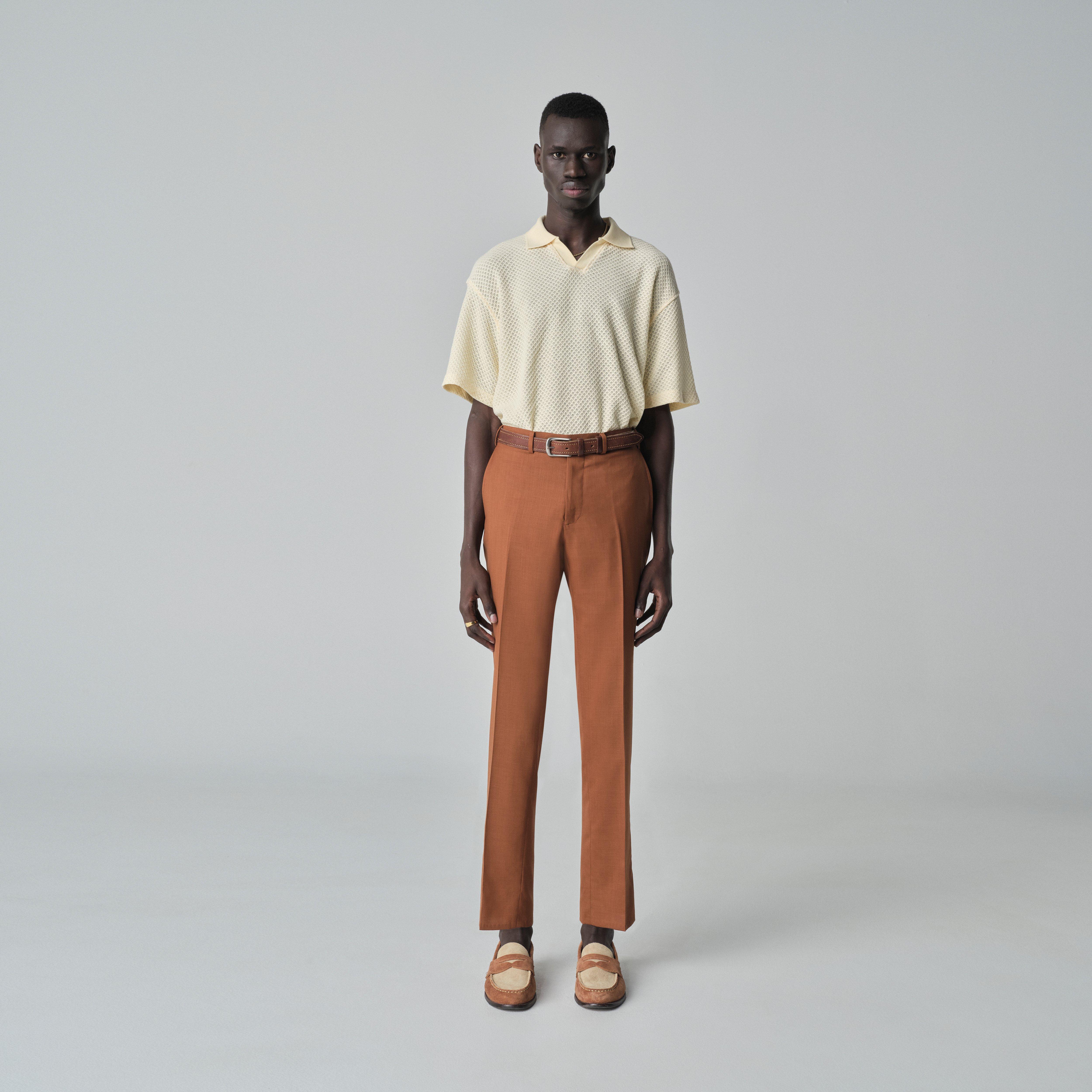 Men's Custom Pants - Odell Wool Silk Rust Pants | INDOCHINO